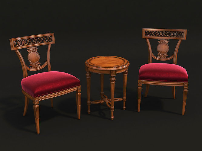 Classic European style Table and Chairs 3 3D model | CGTrader