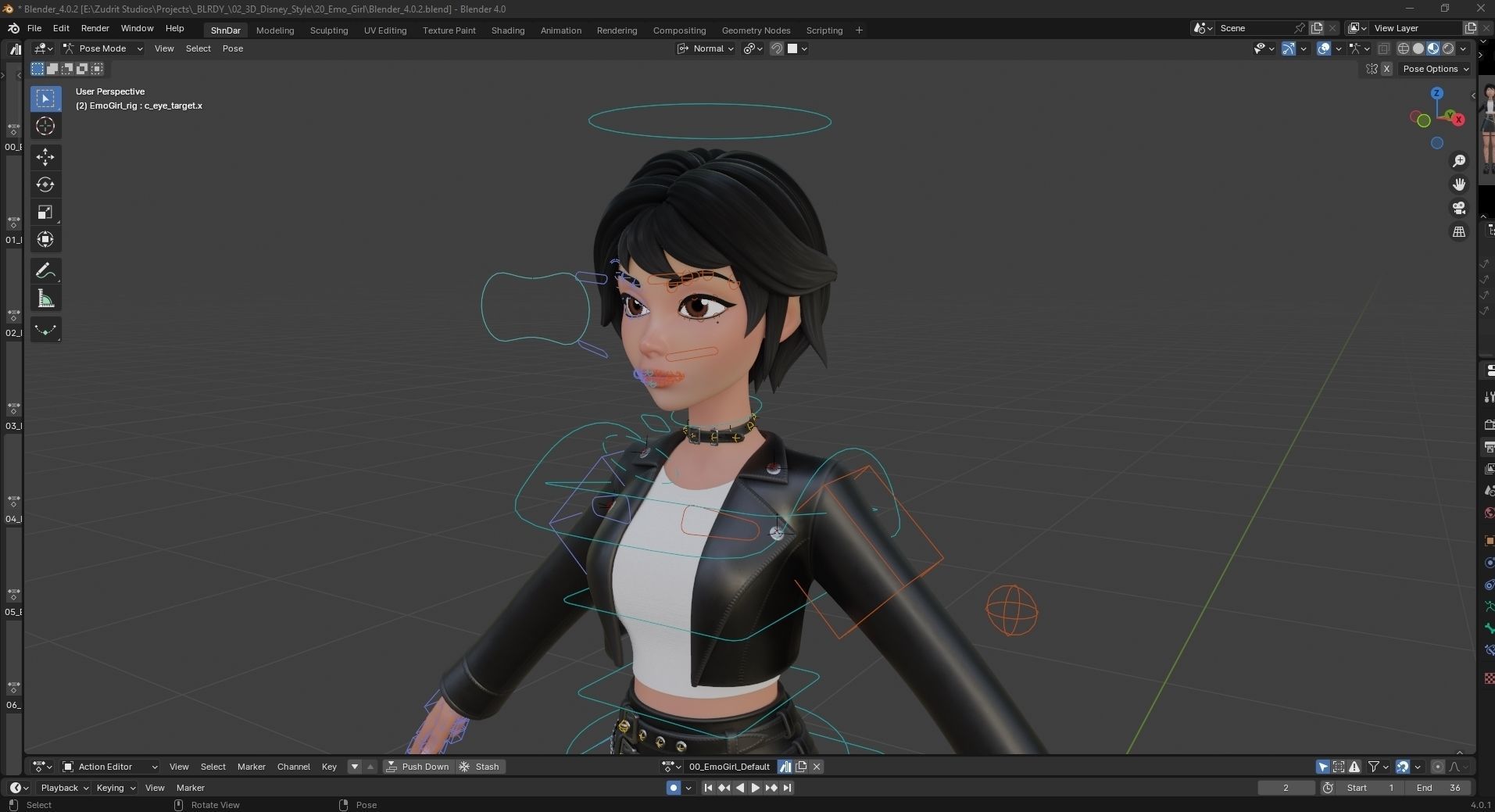 3D model Cartoon Emo Goth Kpop Girl Woman VR / AR / low-poly rigged ...