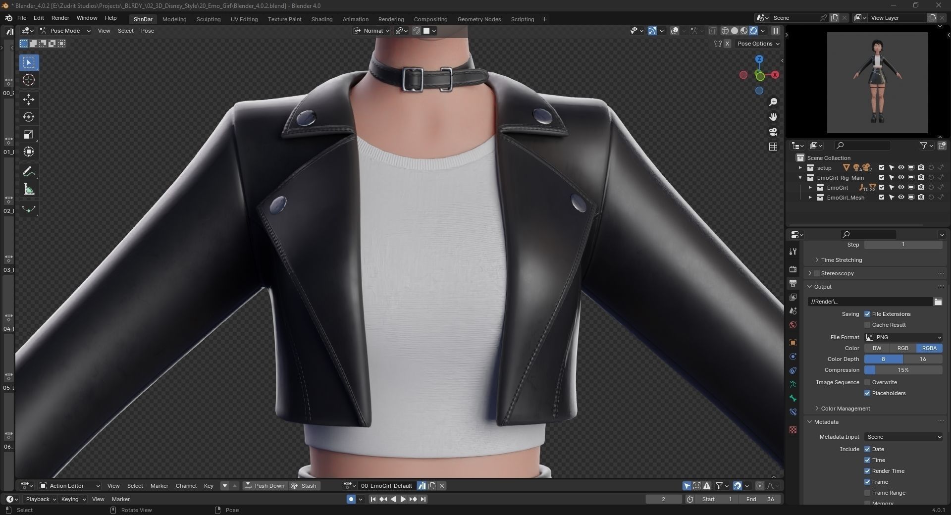 3D model Cartoon Emo Goth Kpop Girl Woman VR / AR / low-poly rigged ...