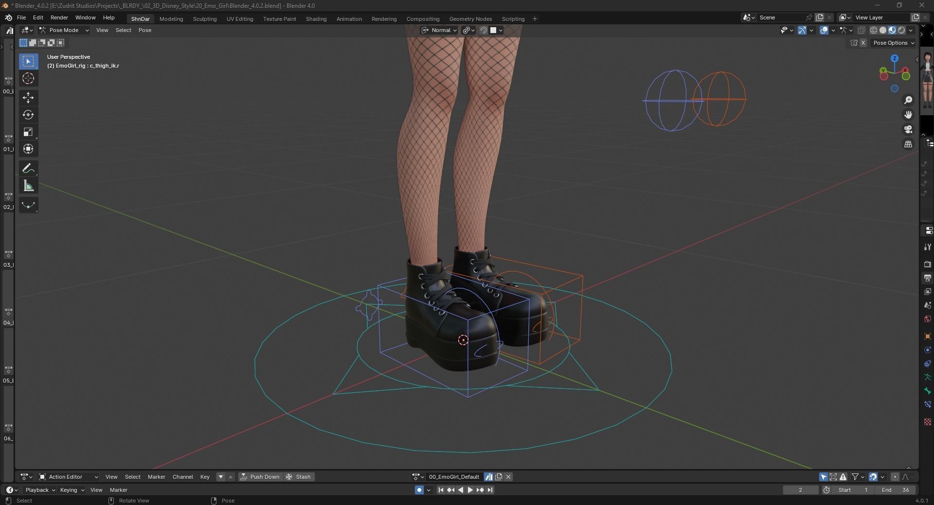 3D model Cartoon Emo Goth Kpop Girl Woman VR / AR / low-poly rigged ...