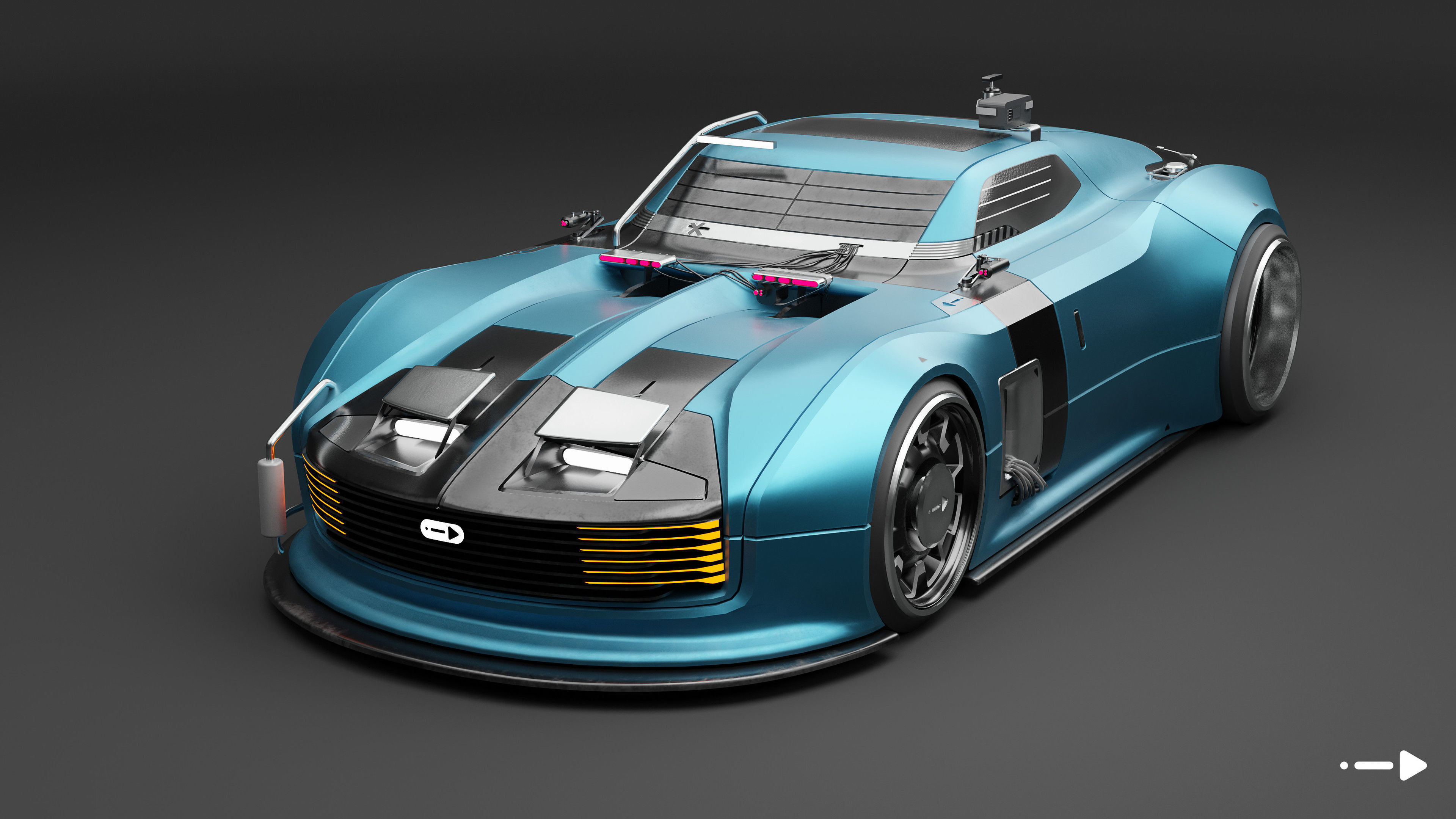 RAY - retro future cyber car free VR / AR / low-poly 3D model animated ...