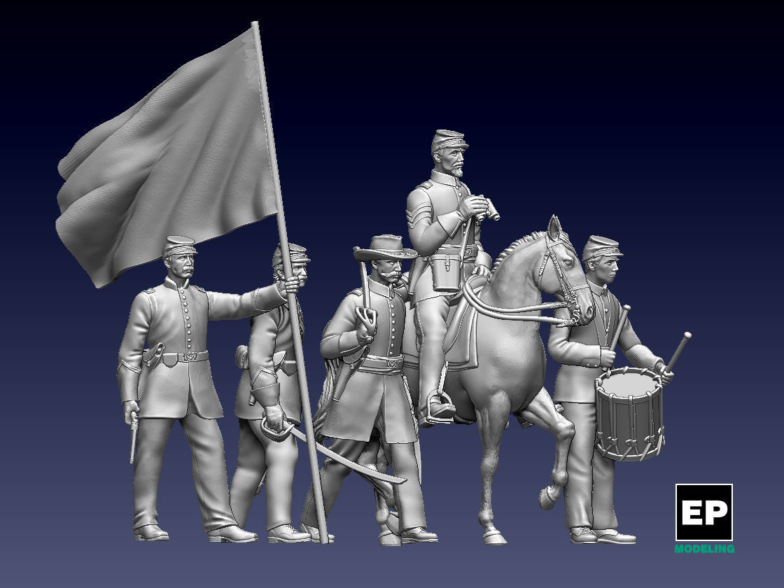 union officers acw 3D model 3D printable | CGTrader