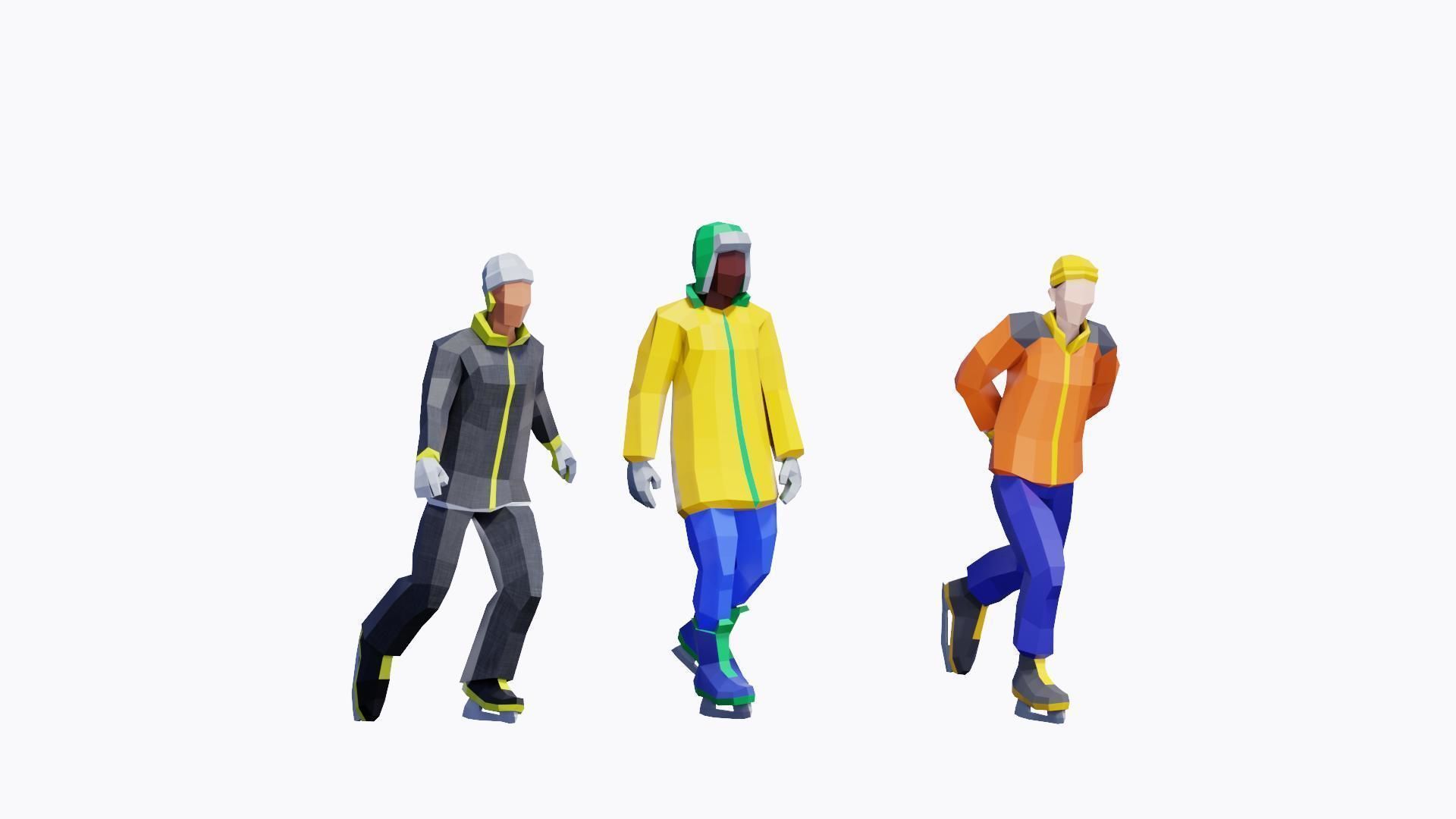 3D model Ice Skating People - Animated and Rigged VR / AR / low-poly ...