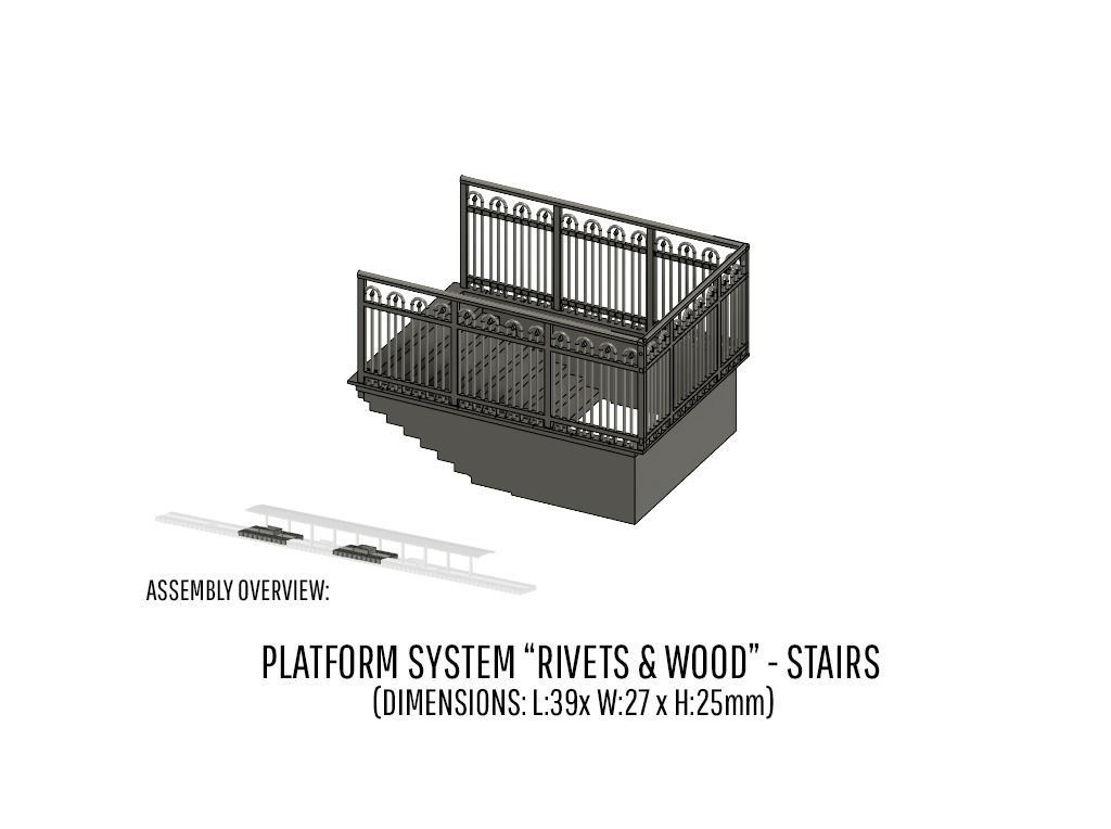 PLA-0003 Platform set Rivets and Wood set H0-scale 25 items 3D model 3D ...