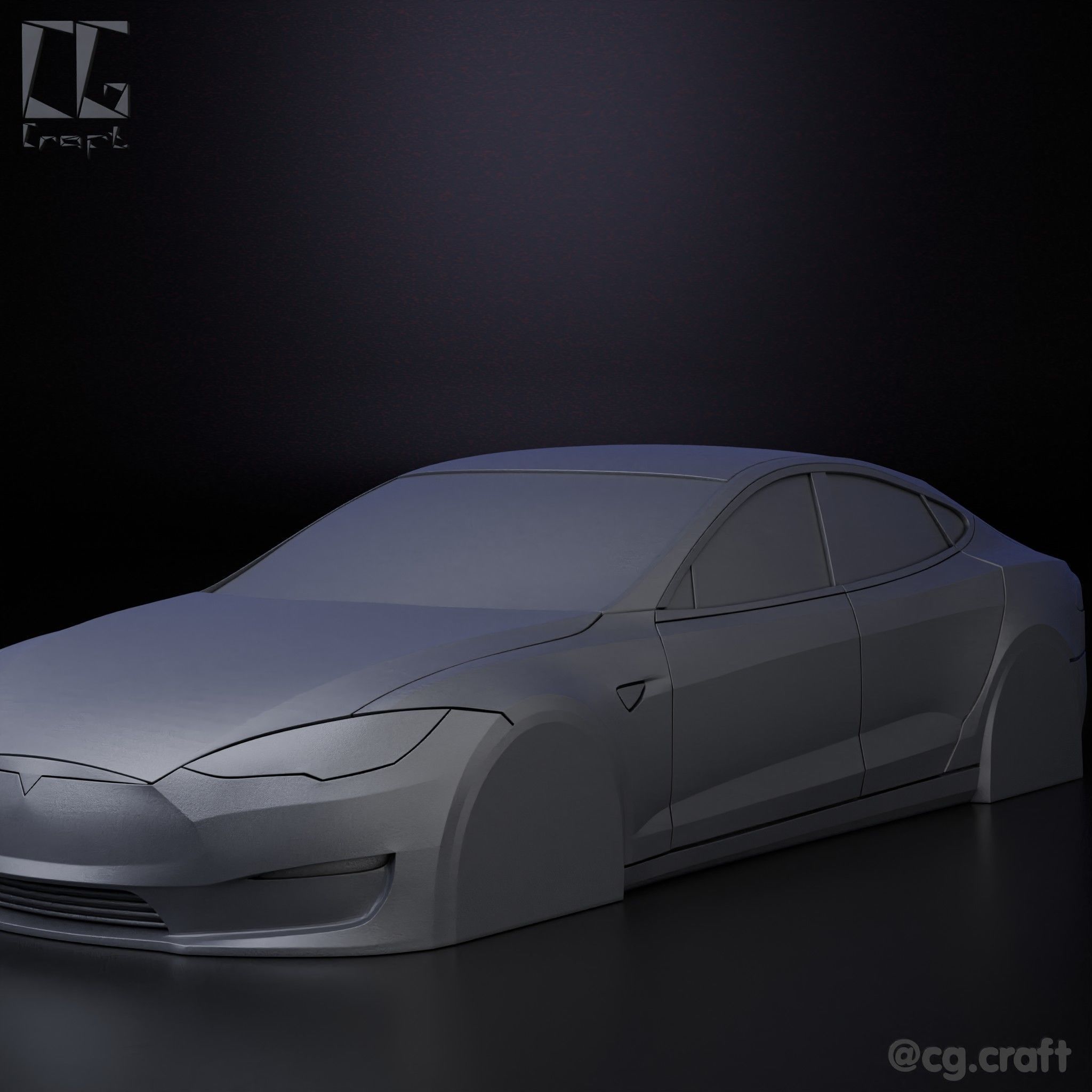 Tesla model S simplified decorative model 3D model 3D printable | CGTrader