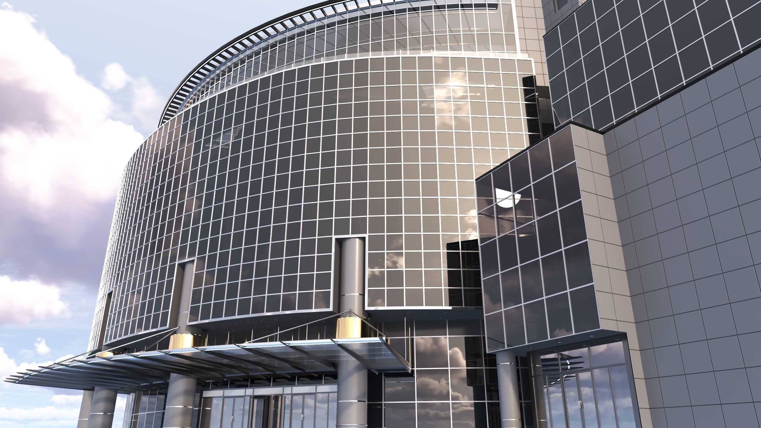 3D model Skyline View Hotel and office buildings 3D Model VR / AR / low ...