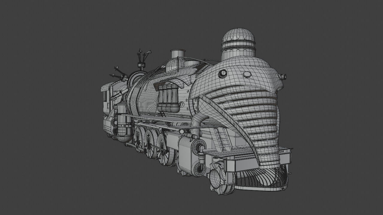 Ancient Stream Train 3D model | CGTrader