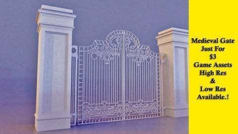 3D model Medieval gate - game assets VR / AR / low-poly | CGTrader