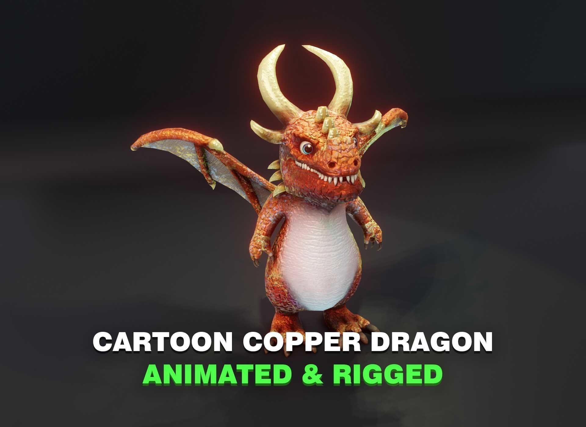 3D model Cartoon Copper Dragon Animated 3D Model VR / AR / low-poly ...