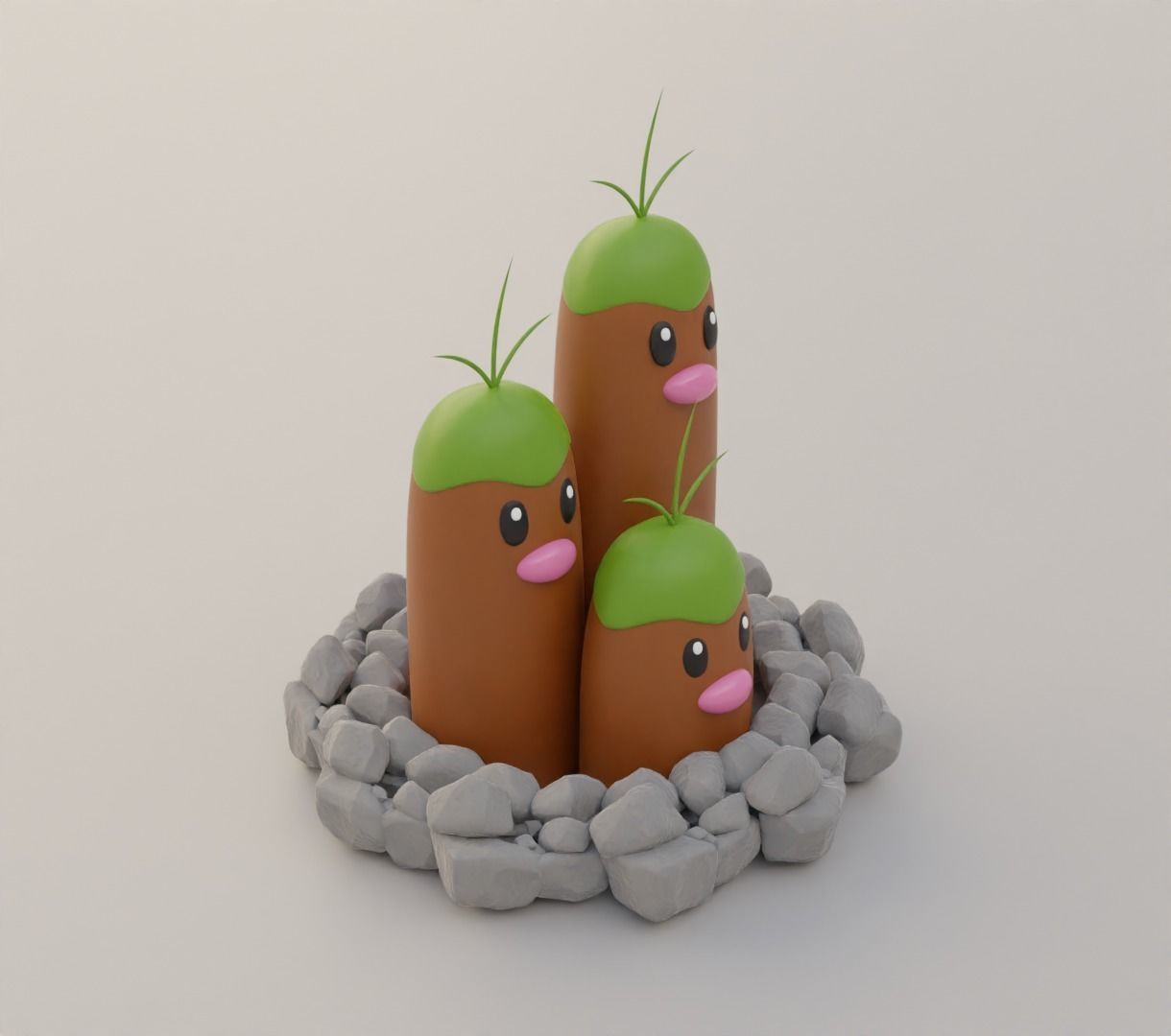Diglett pokemon 3D model for 3D print 3D model 3D printable | CGTrader