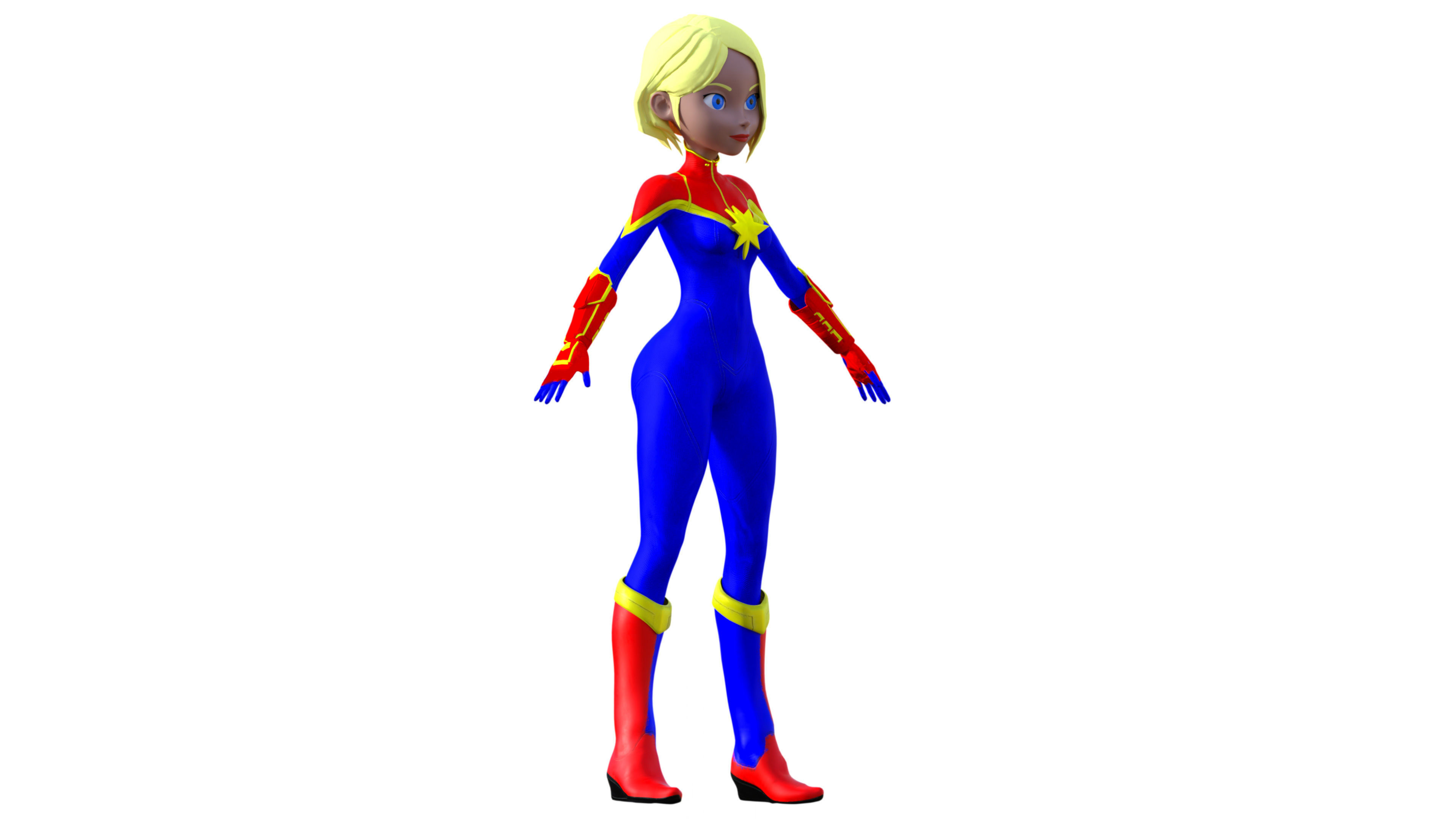 3D model Captain Marvel Cartoon Style VR / AR / low-poly | CGTrader