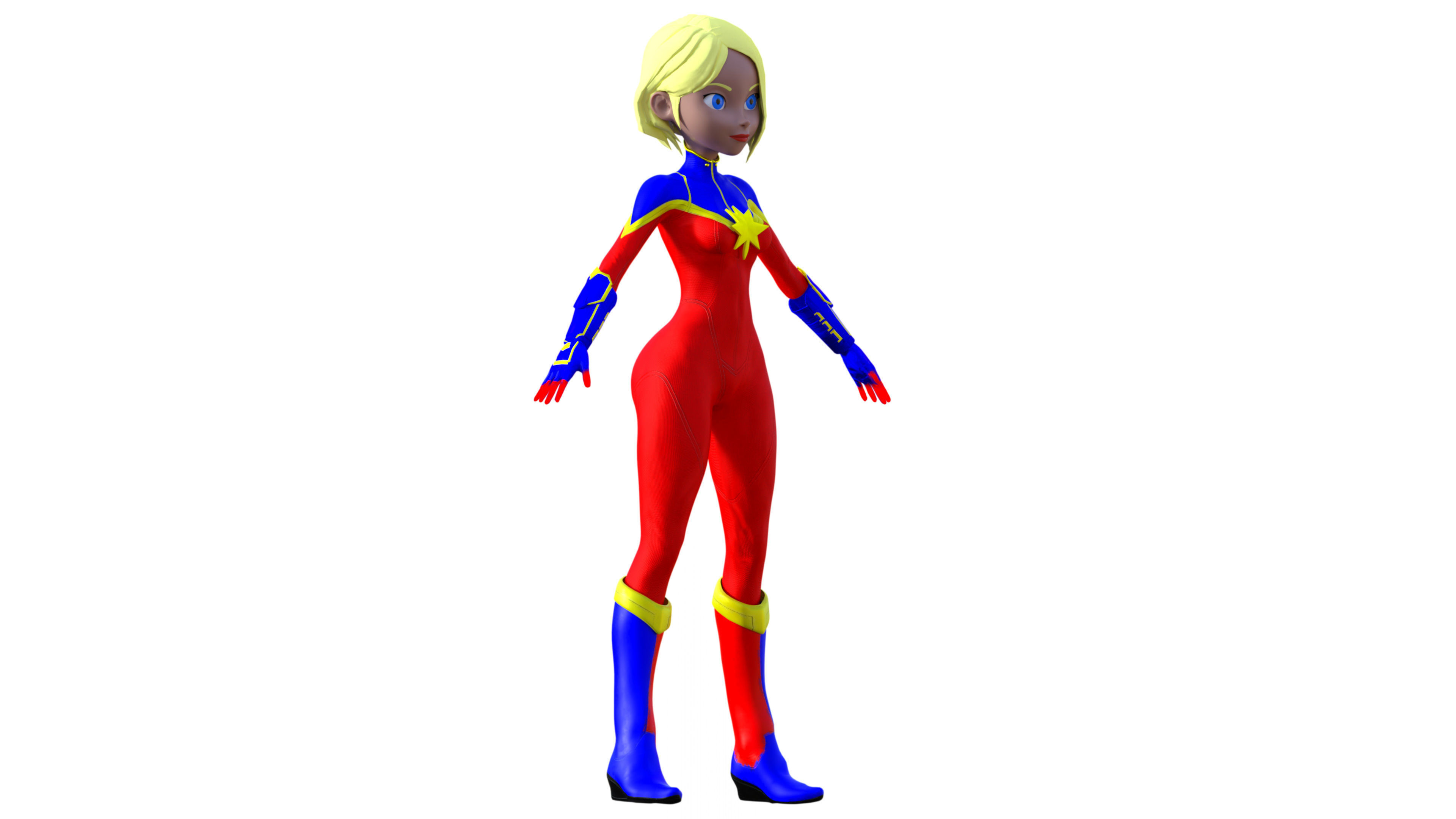 3D model Captain Marvel Cartoon Style VR / AR / low-poly | CGTrader