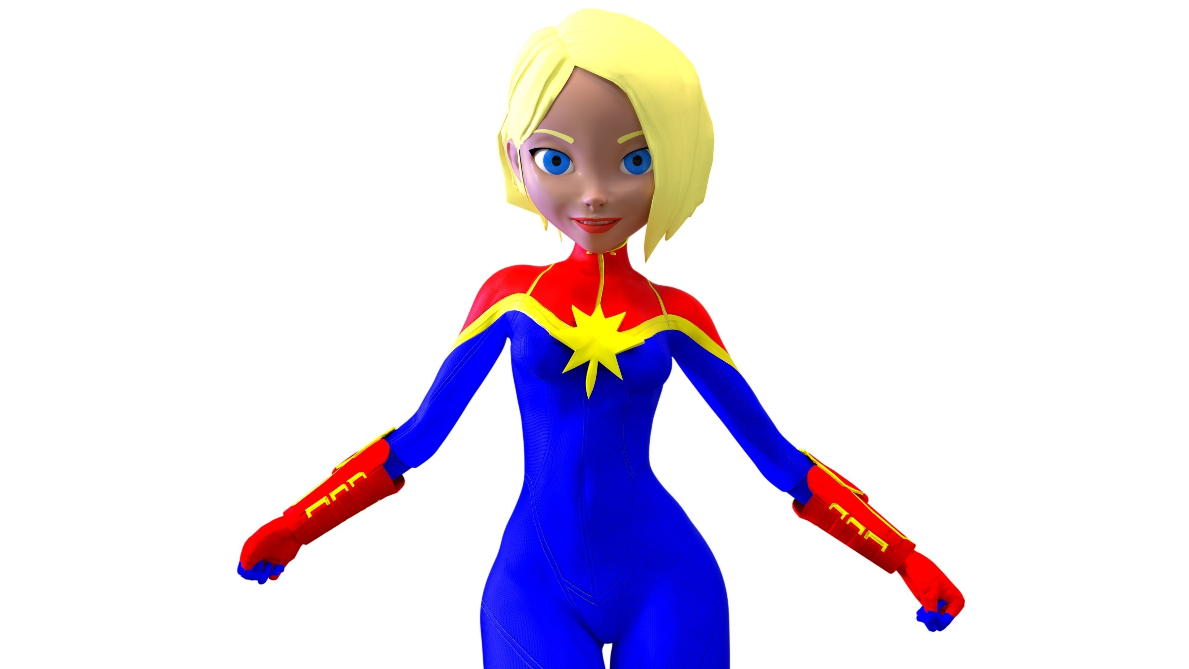 3D model Captain Marvel Cartoon Style VR / AR / low-poly | CGTrader