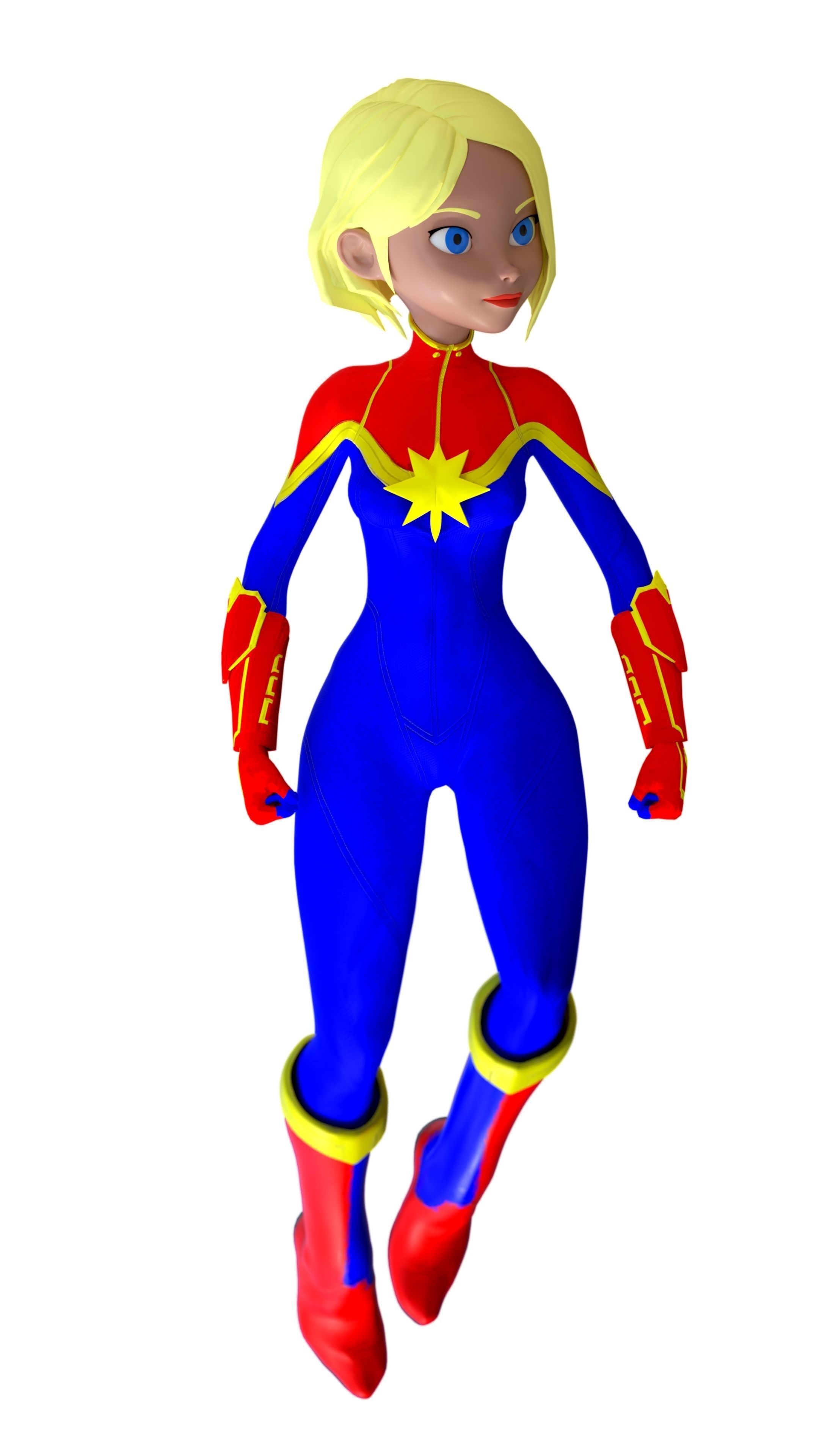 3D model Captain Marvel Cartoon Style VR / AR / low-poly | CGTrader