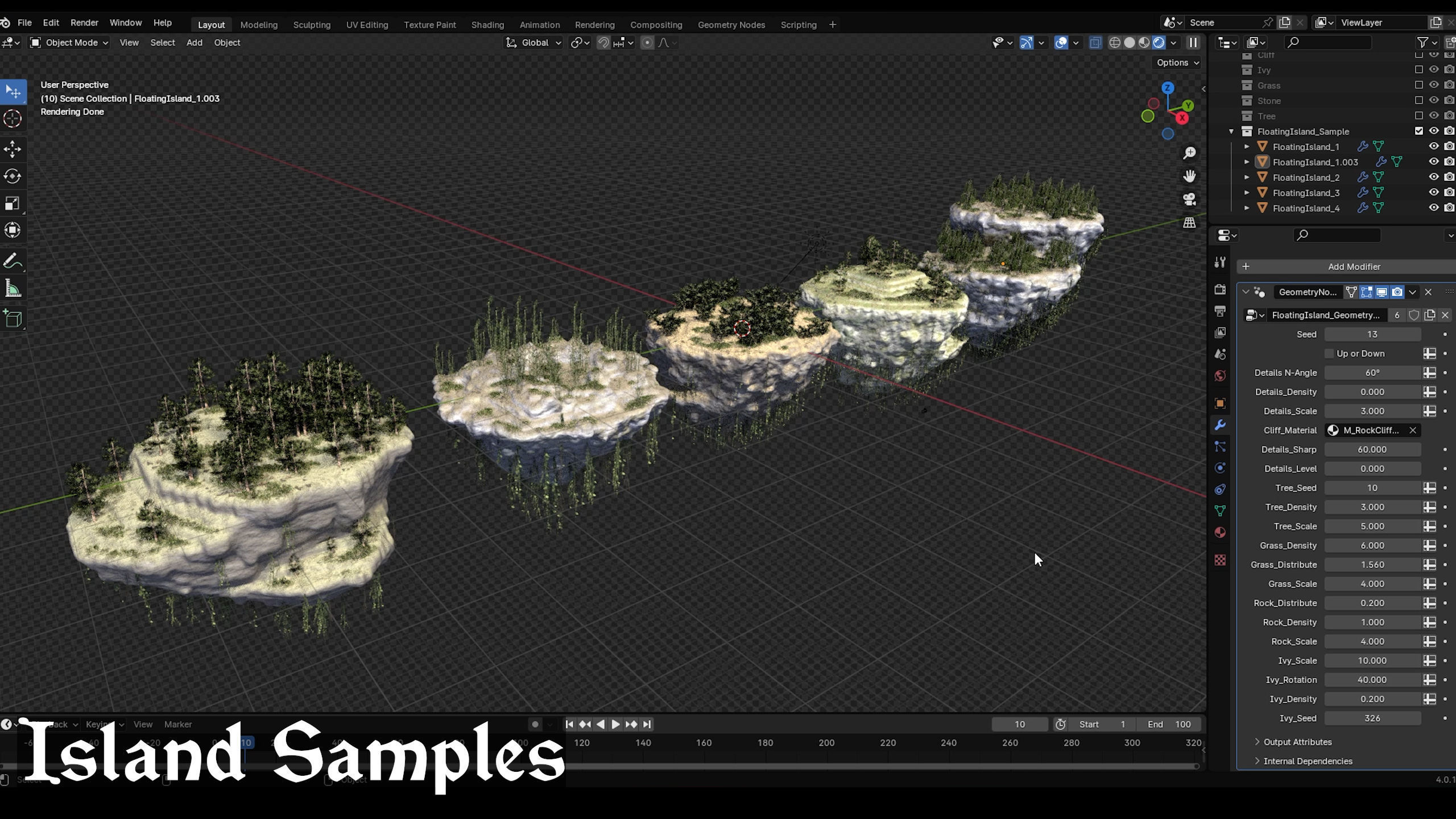 Floating Island Procedural - Geometry Node - Blender 3D model | CGTrader