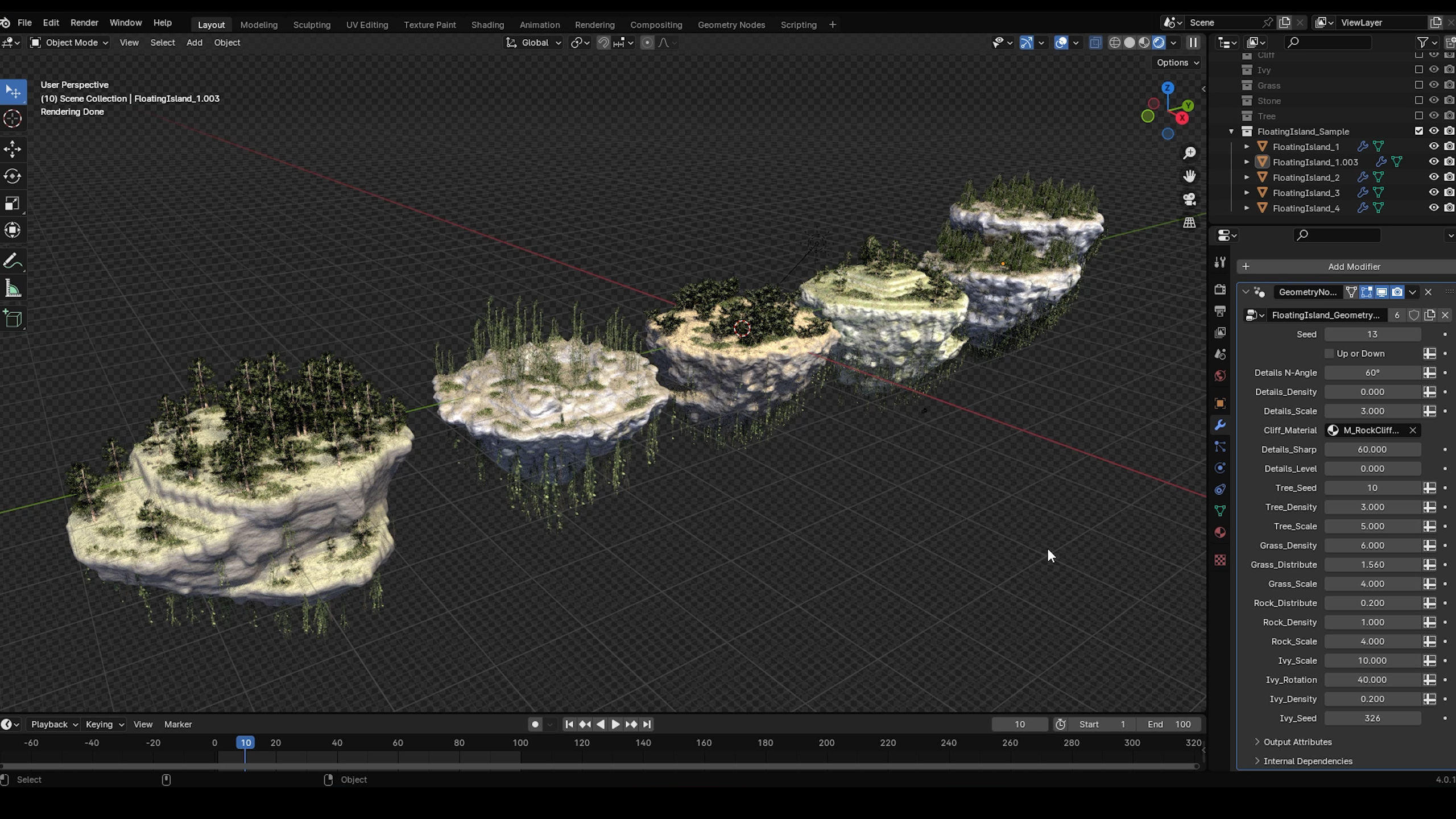 Floating Island Procedural - Geometry Node - Blender 3D model | CGTrader