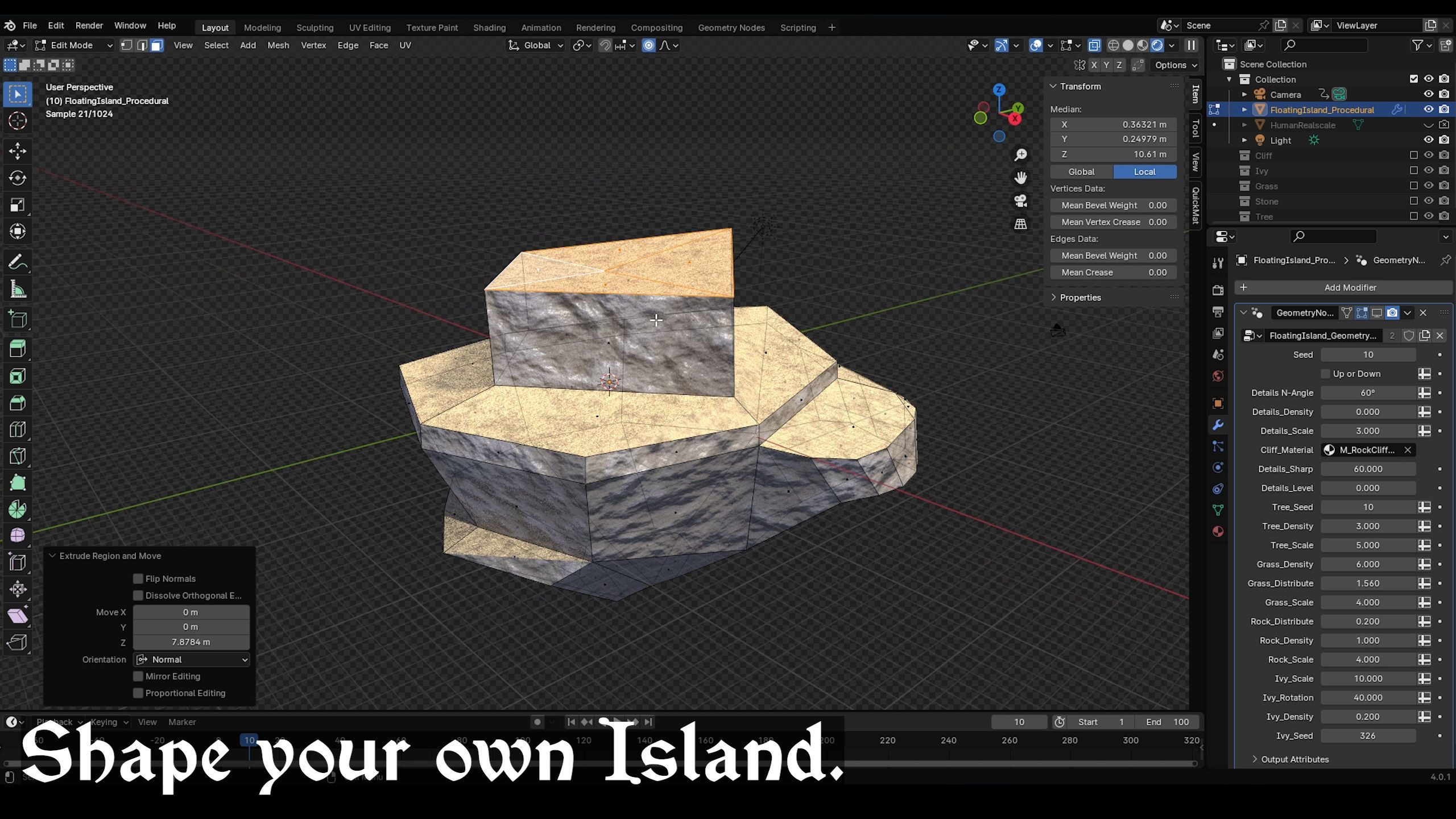 Floating Island Procedural - Geometry Node - Blender 3D model | CGTrader