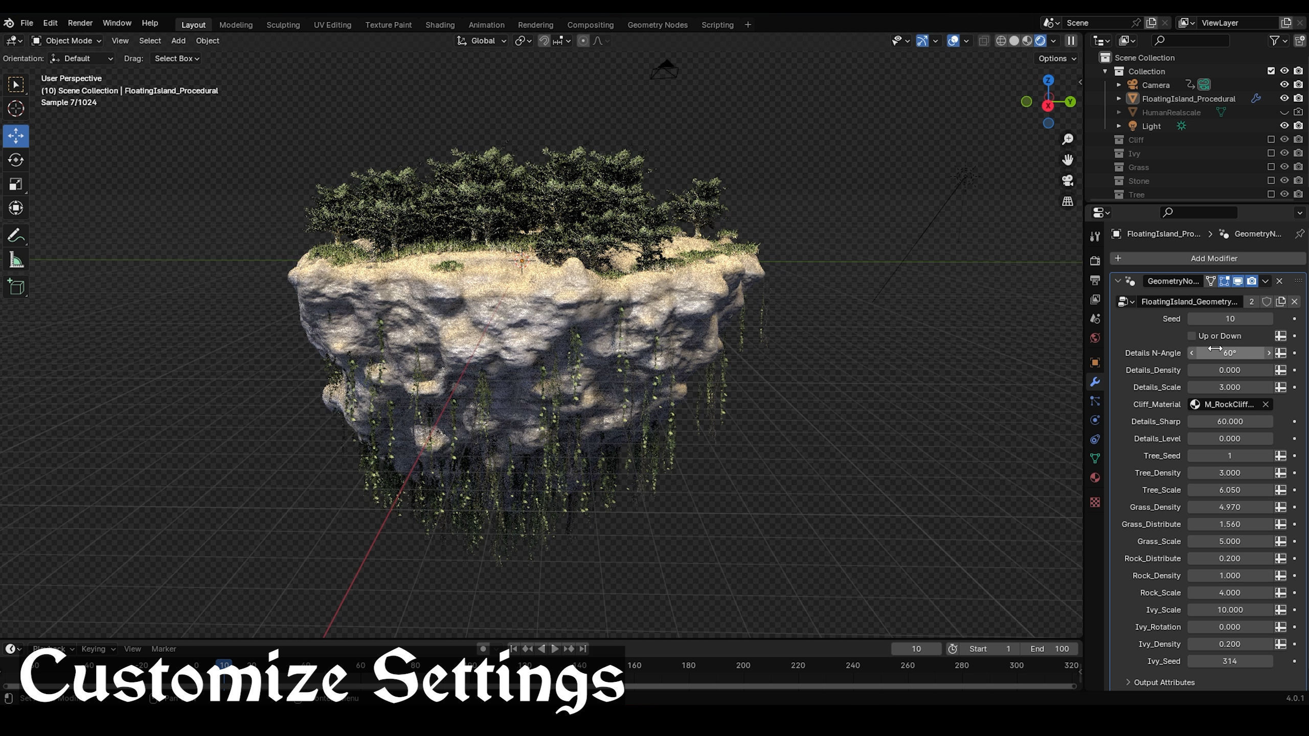 Floating Island Procedural - Geometry Node - Blender 3D model | CGTrader