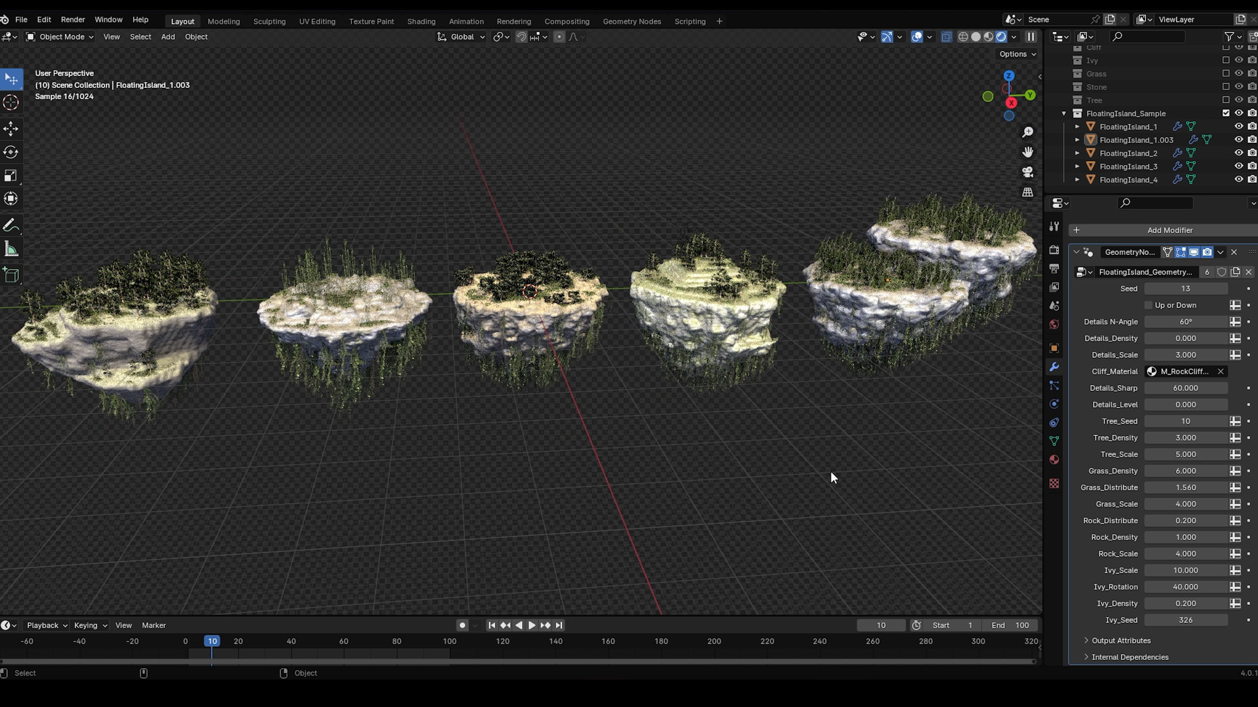 Floating Island Procedural - Geometry Node - Blender 3D model | CGTrader