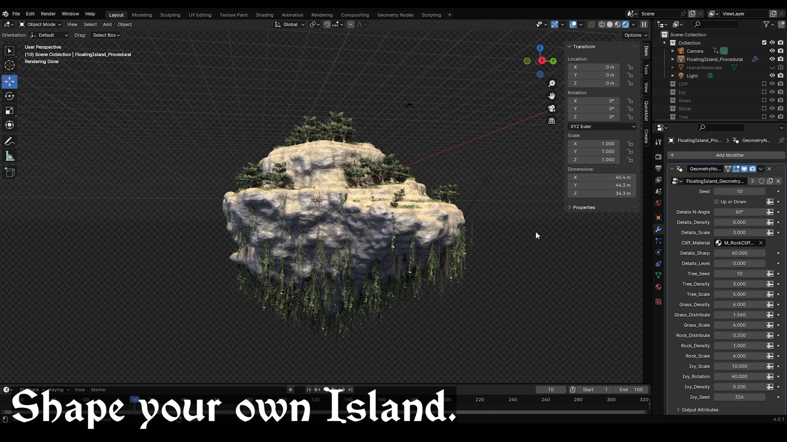 Floating Island Procedural - Geometry Node - Blender 3D model | CGTrader