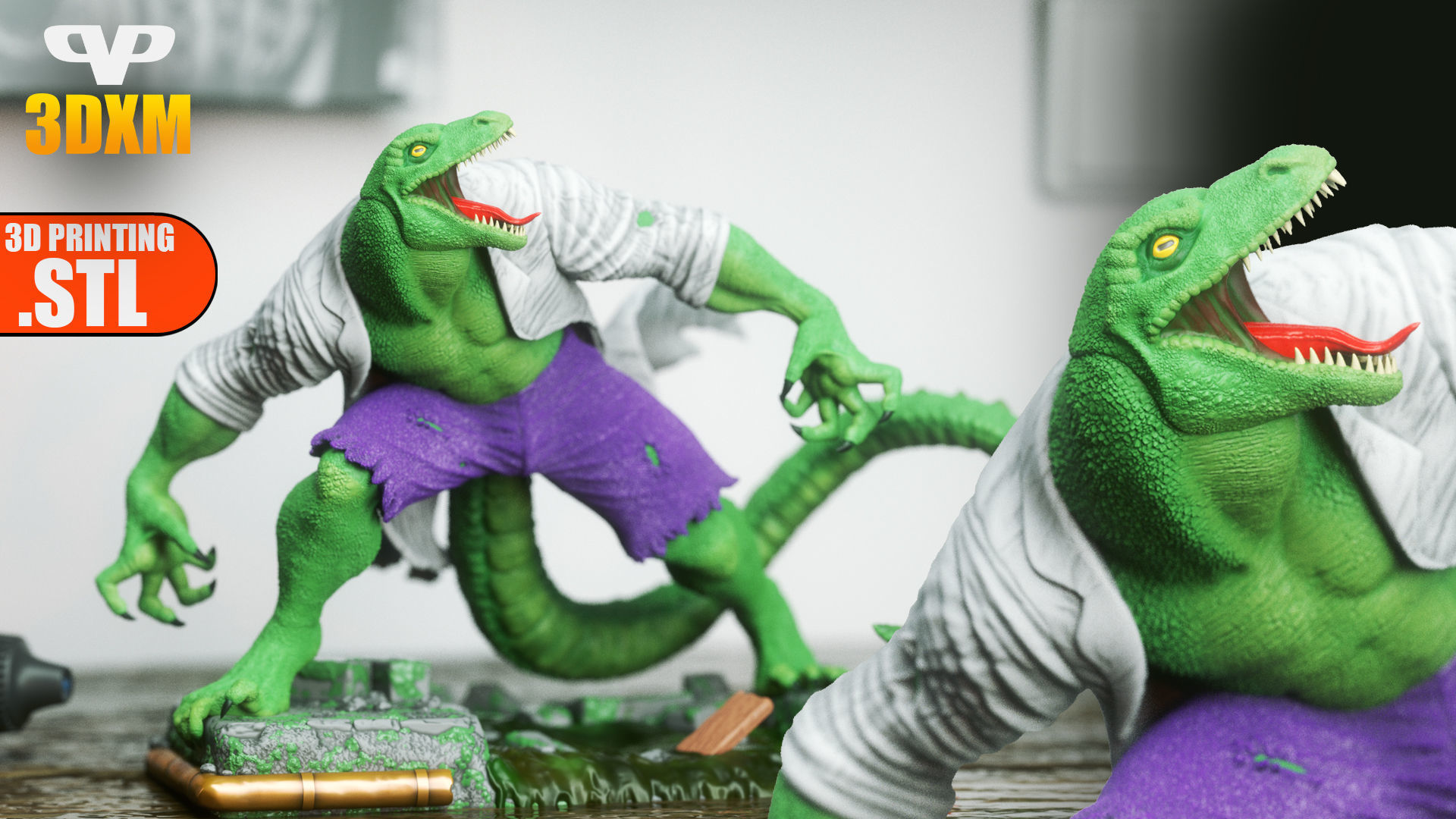 Lizard from Spider-Man STL for 3D Printing 3DXM ChibiSTL 3D model 3D ...