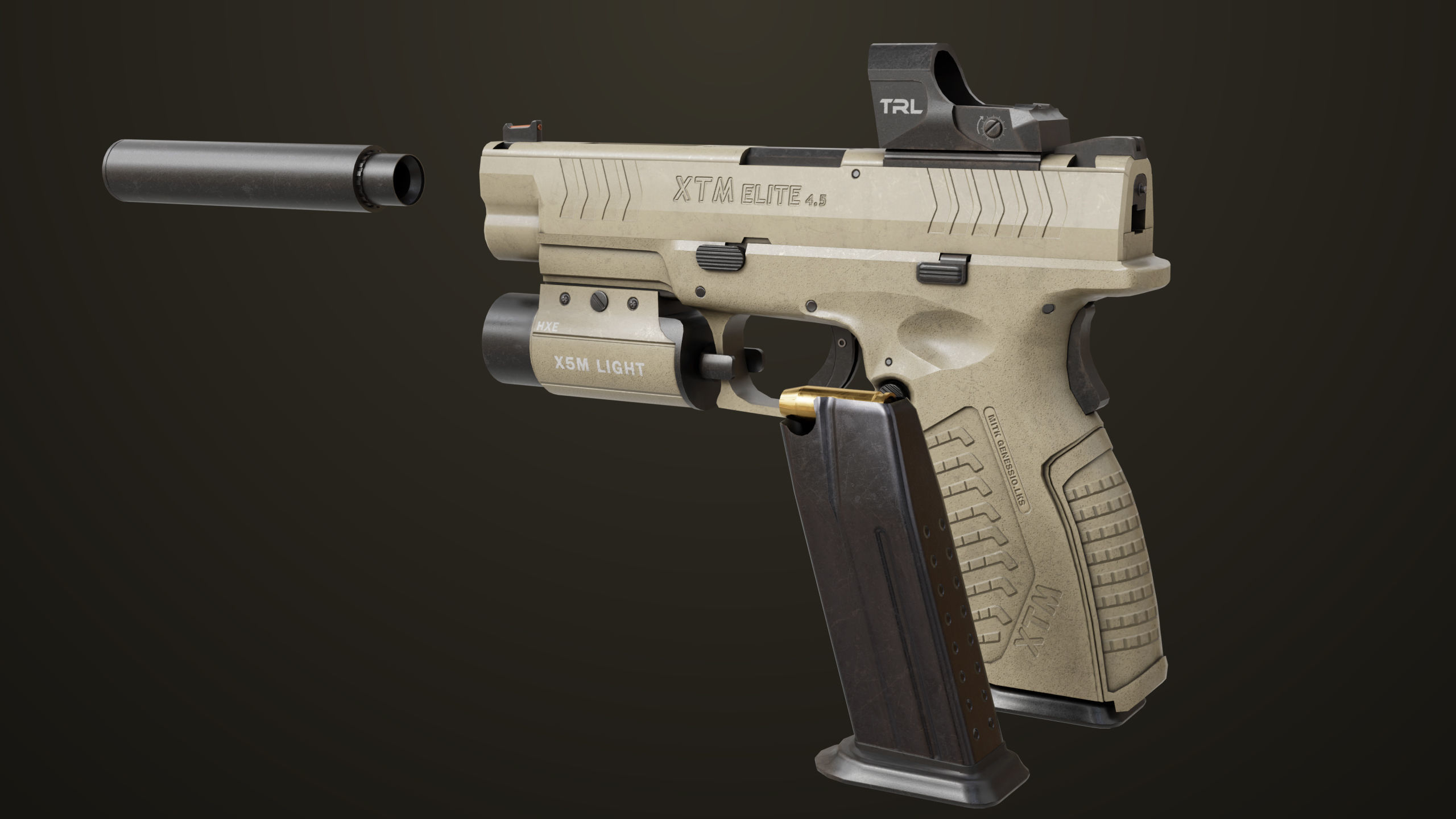 3D model Pistol 06 Brown Generic All PBR Unity UE Textures Included VR ...