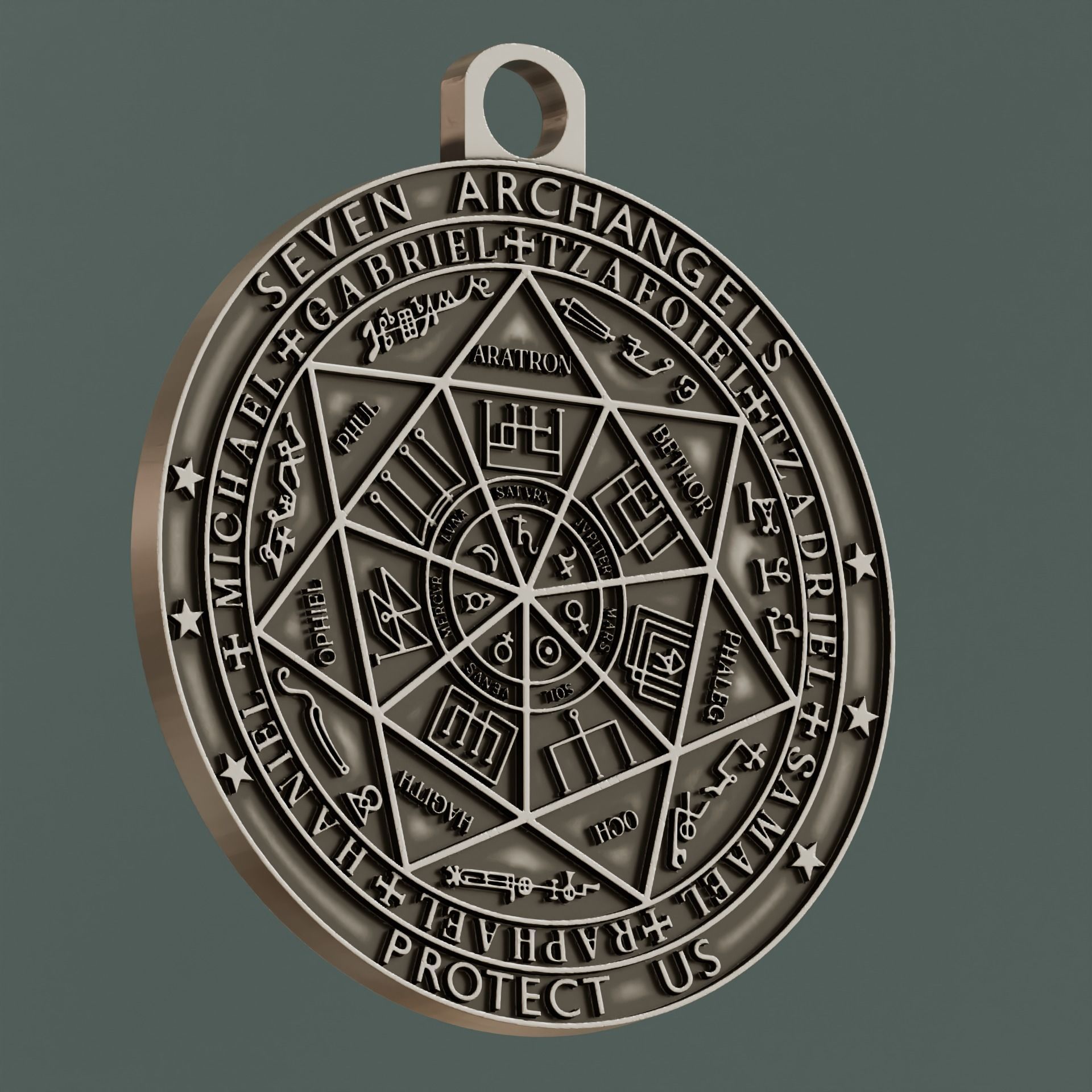 7 Archangel amulet pendant 3D model 3D printable | CGTrader