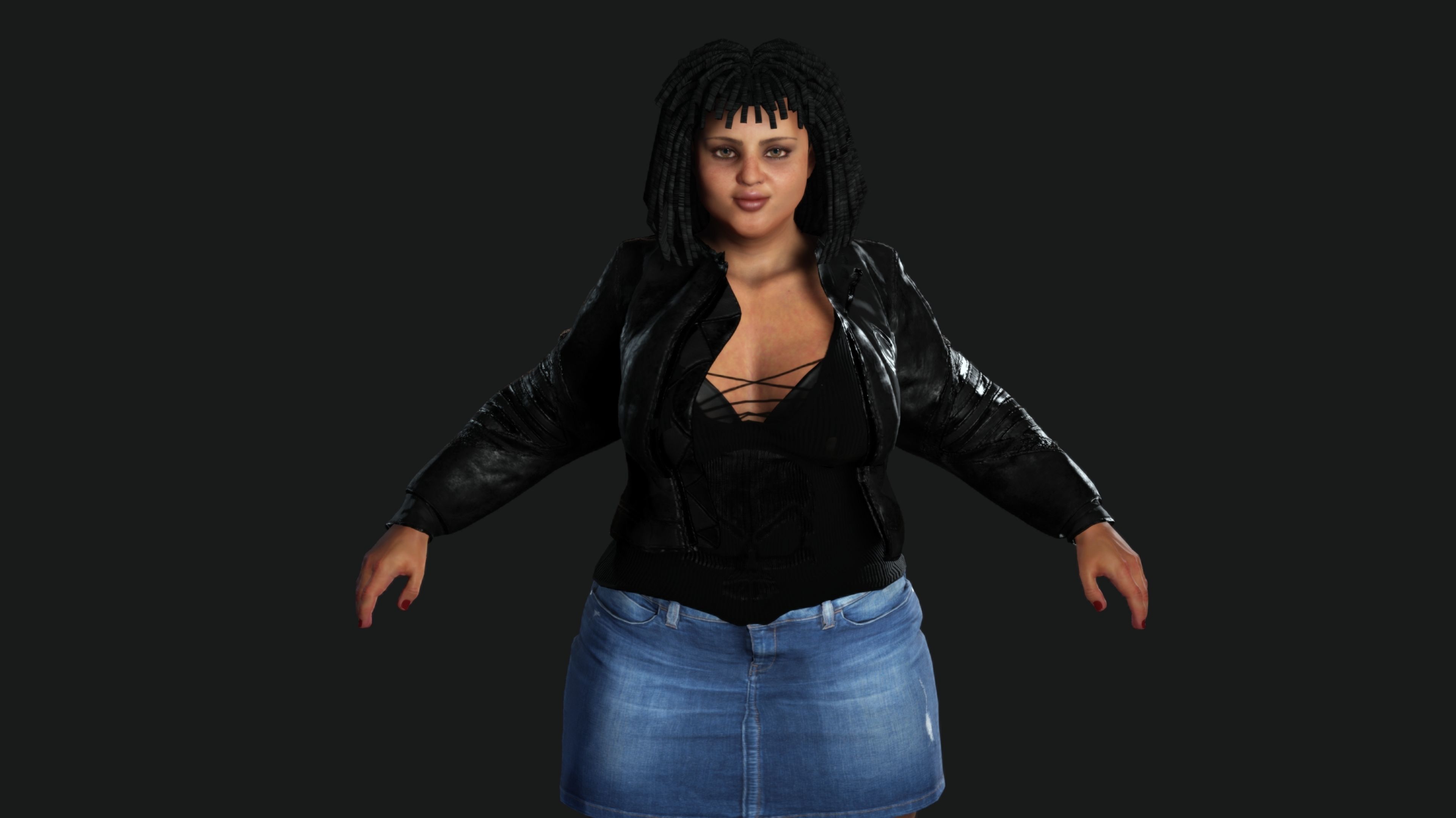 3D model AAA 3D REALISTIC FEMALE CHARACTER - AFRICAN FAT WOMAN GTA NPC ...