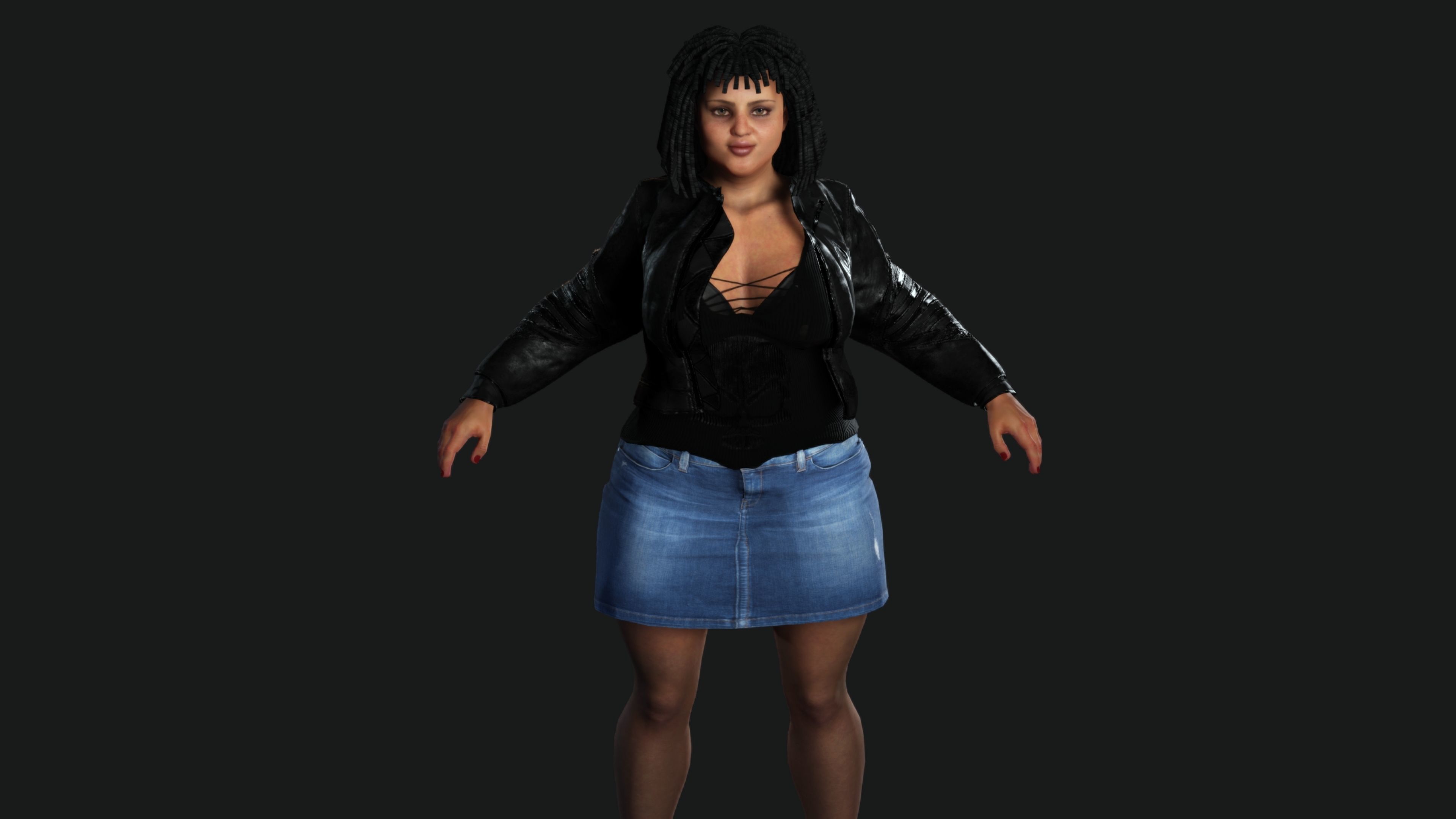 3D model AAA 3D REALISTIC FEMALE CHARACTER - AFRICAN FAT WOMAN GTA NPC ...