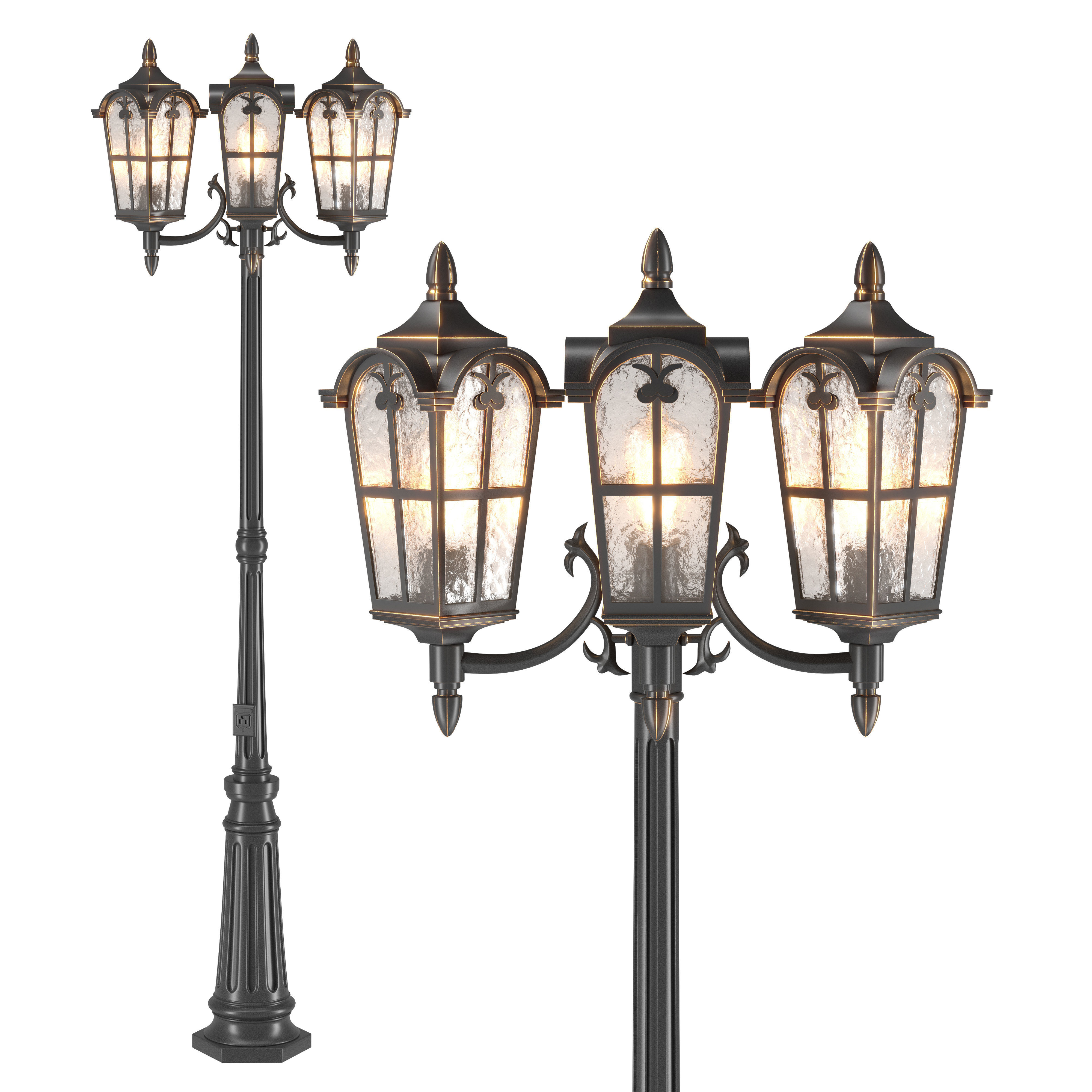 Darkaway Outdoor Lamp Post Light with GFCI Outlets 3D model | CGTrader