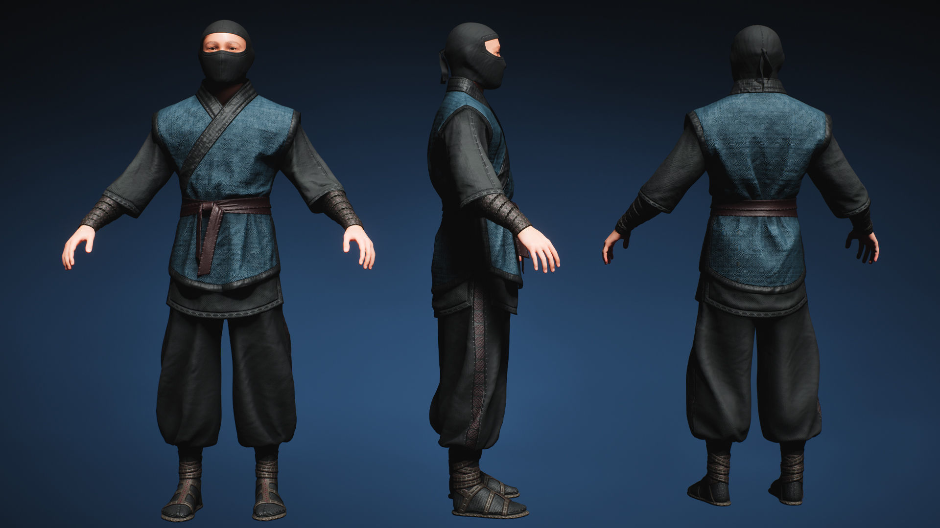 3D model Ninja Clothing - Game Ready Clothing - Rigged VR / AR / low ...