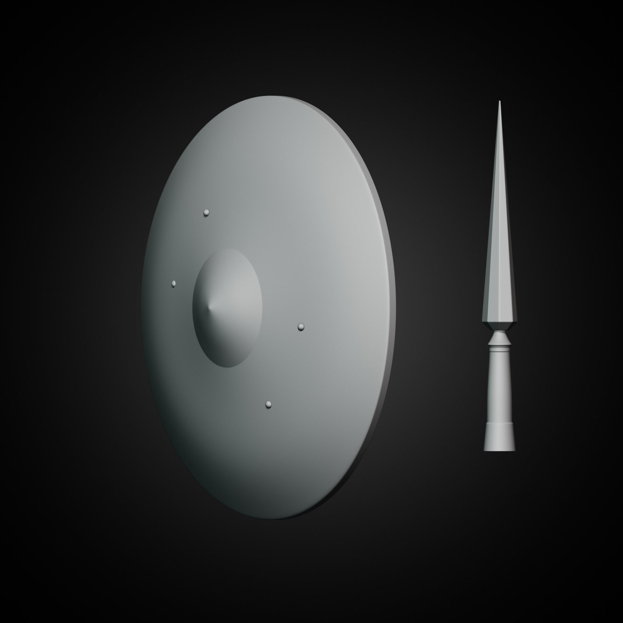 Game of Thrones Unsullied Shield and Spear for Cosplay 3D model 3D ...