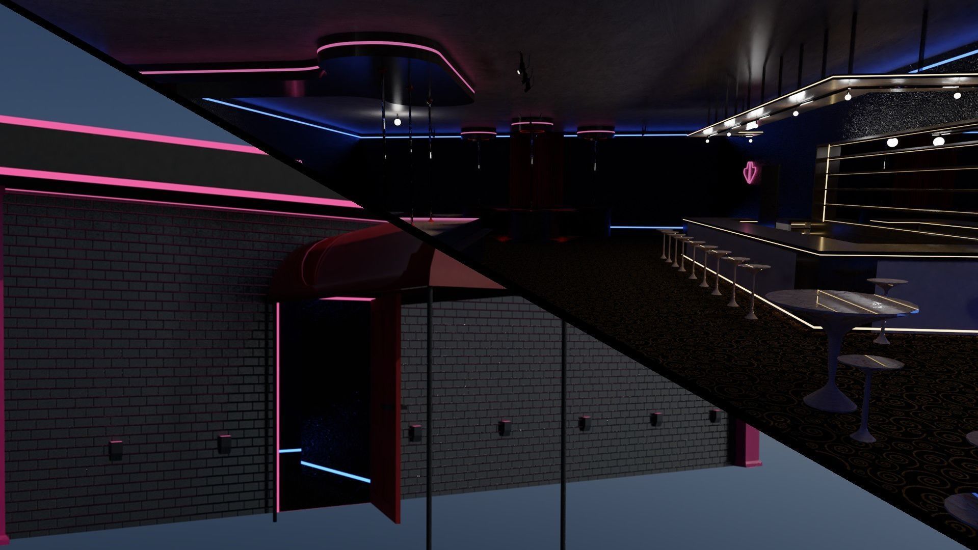 Strip Club Exterior and Interior 3D model | CGTrader