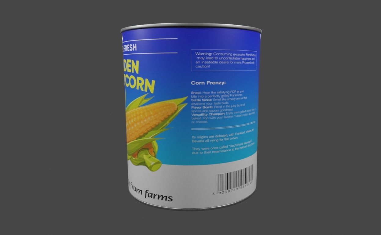 002 Canned Corn - Golden Sweet Corn 3D model | CGTrader