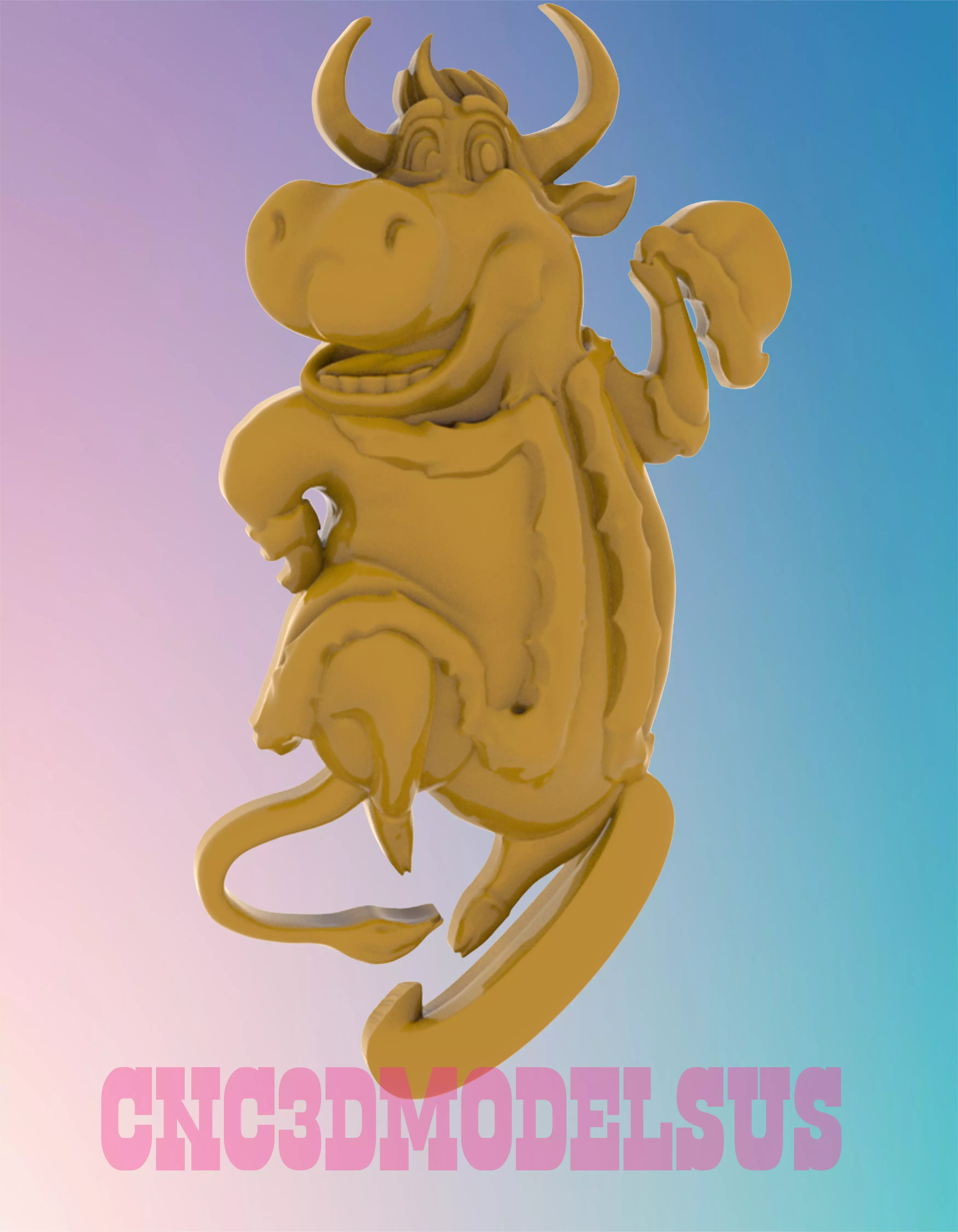 Cow dance 3D MODEL STL FILE FOR CNC ROUTER LASER 3D model 3D printable ...