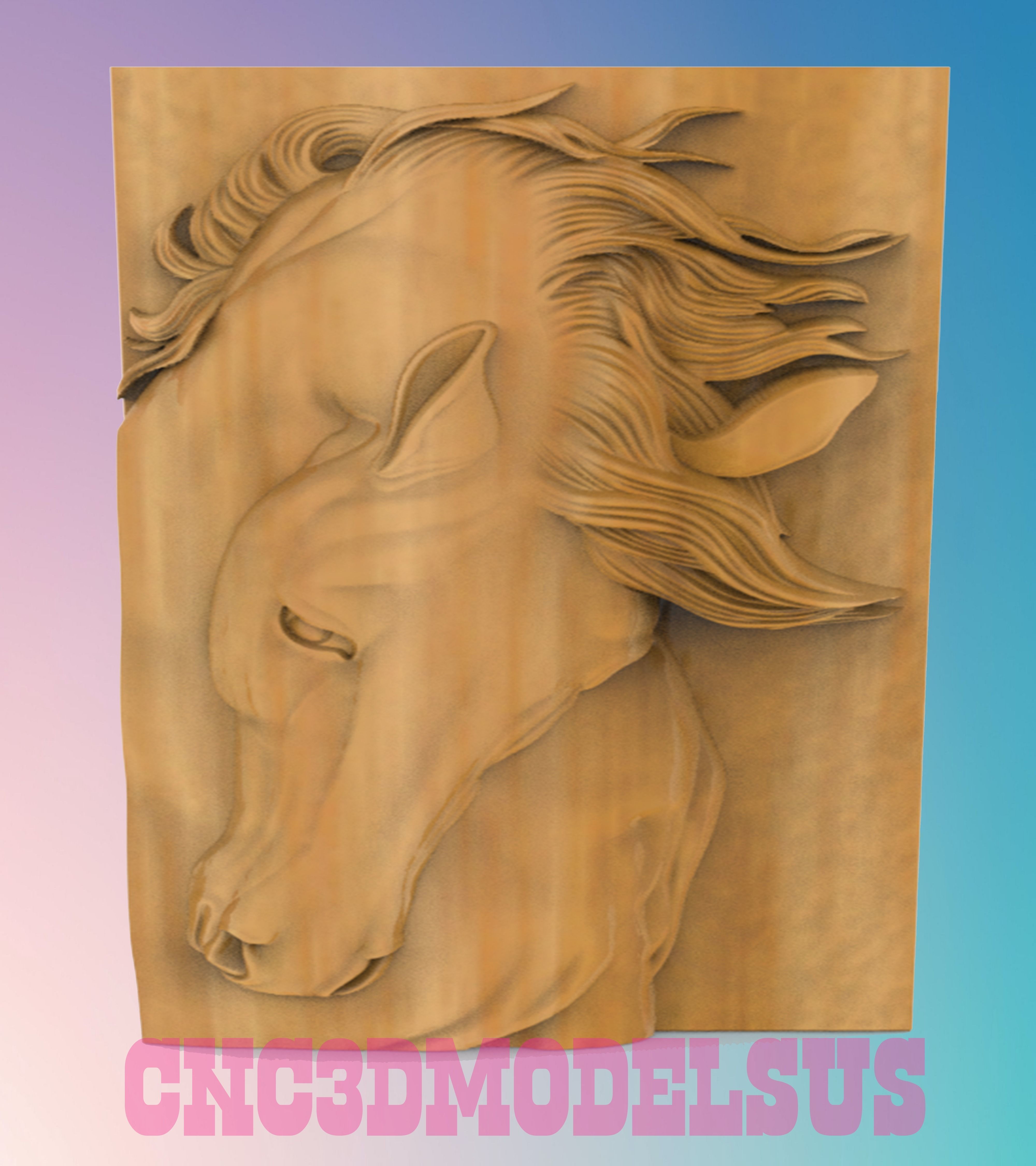 horse Head 5 3D MODEL STL FILE FOR CNC ROUTER LASER 3D model 3D printable | CGTrader