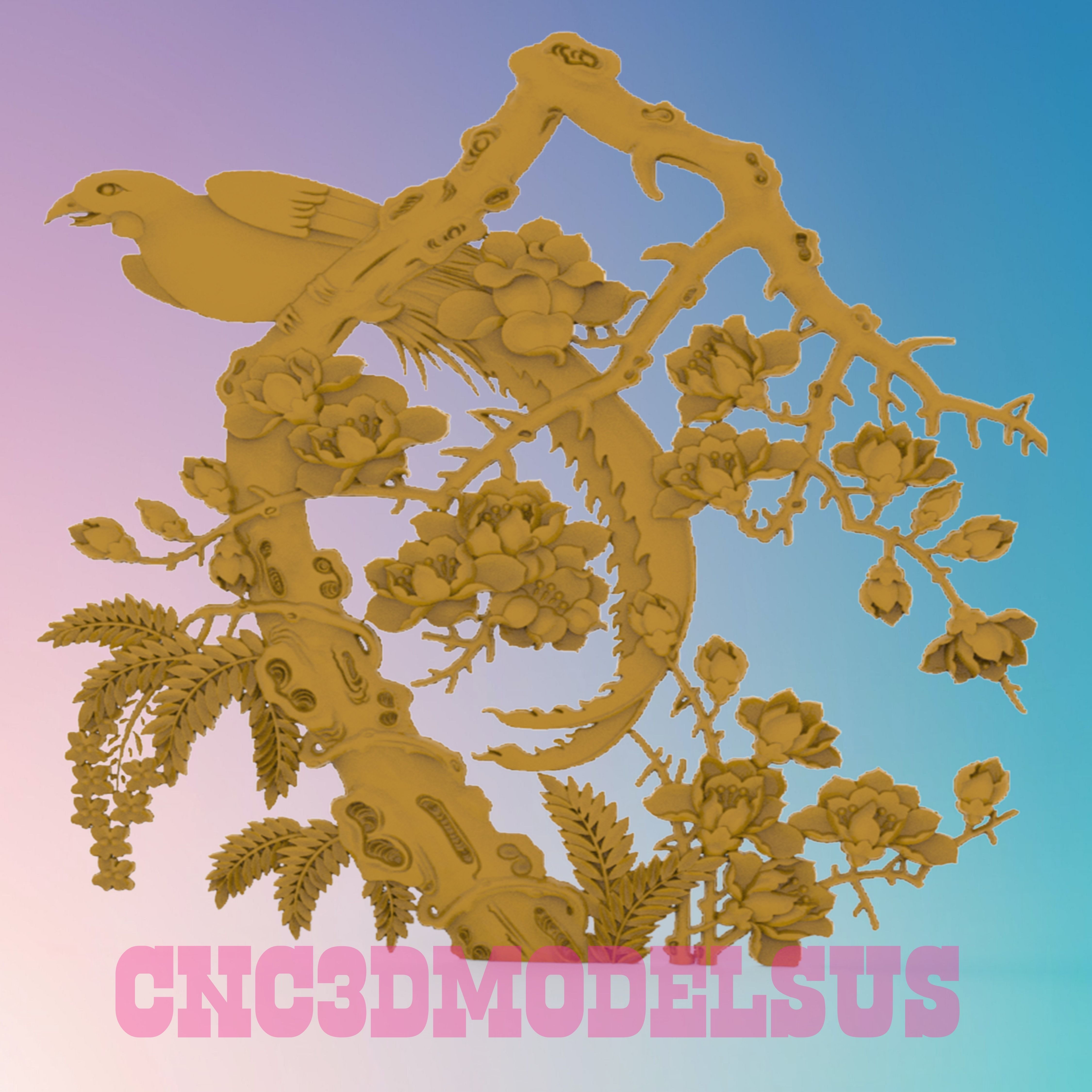 Bird on a tree 3D MODEL STL FILE FOR CNC ROUTER LASER 3D model 3D ...