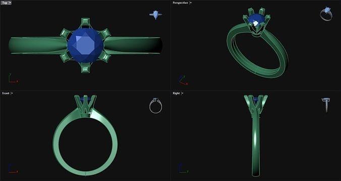 6 Prong Peg Head Engagement Ring 3D model 3D printable | CGTrader
