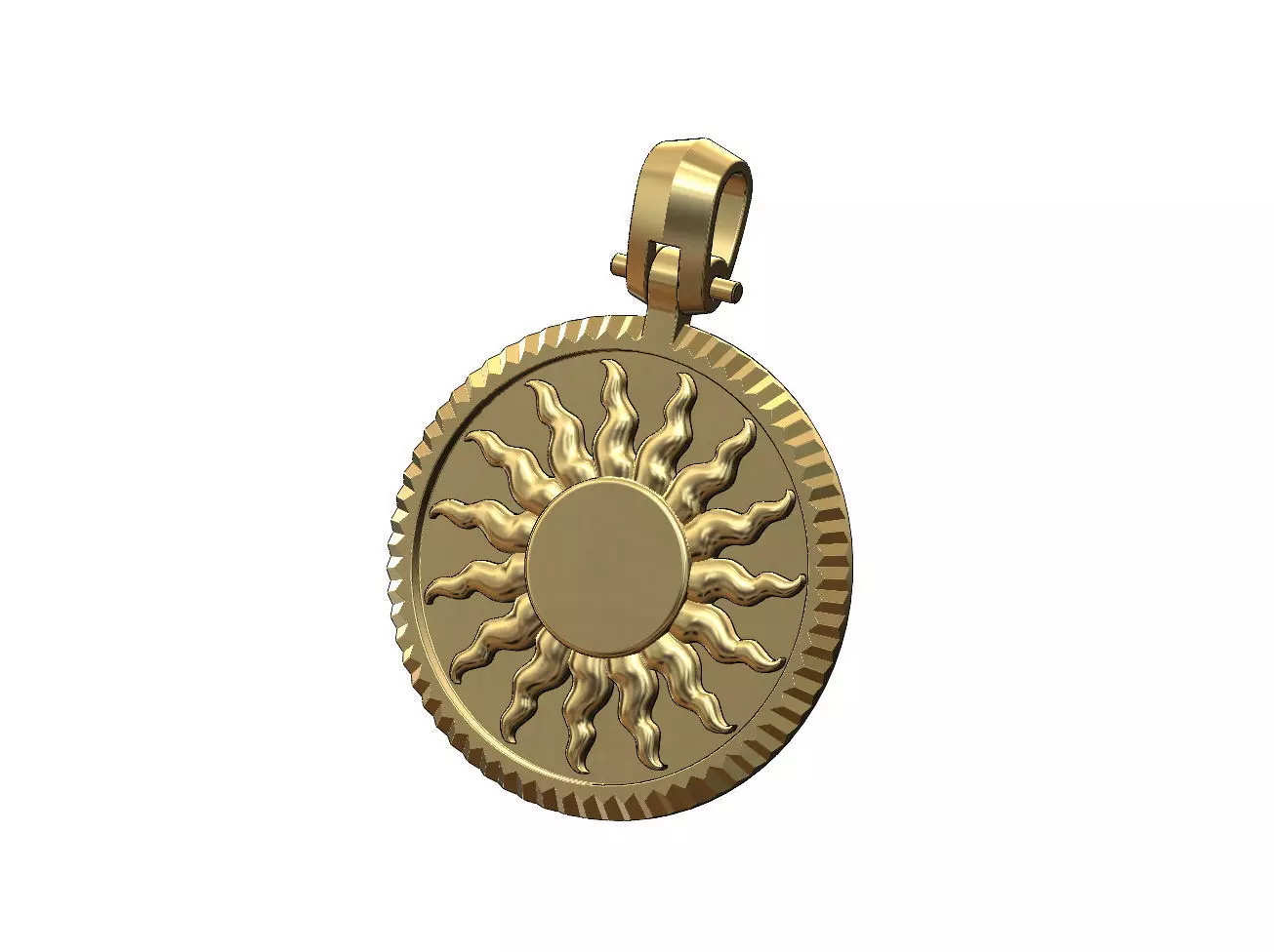 Fluted bezel sun pendant with bail 3D model 3D printable | CGTrader