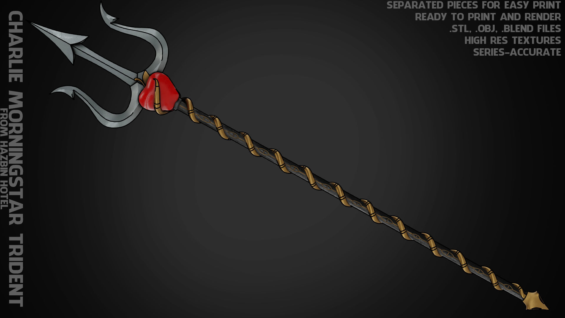 Hazbin Hotel Charlie Morningstar Trident for Cosplay 3D model 3D ...