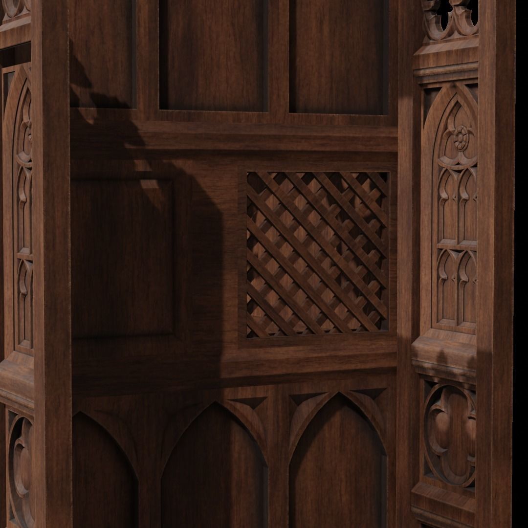 Confessional Gothic 3D model rigged | CGTrader