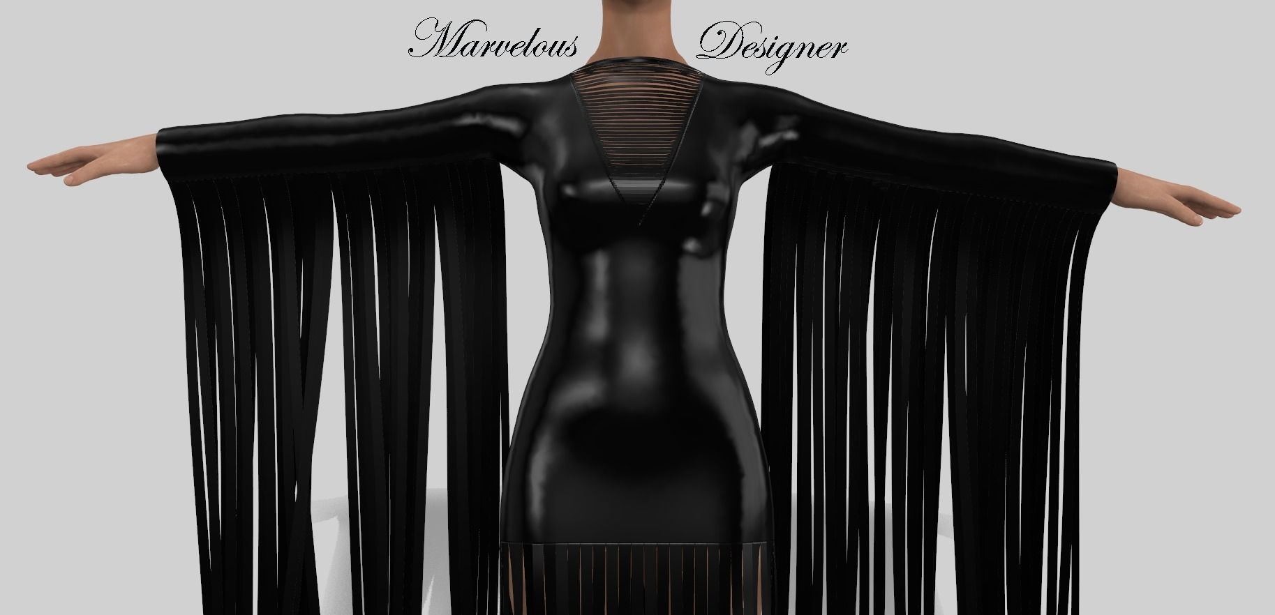 Black Fringe Dress 3D model | CGTrader