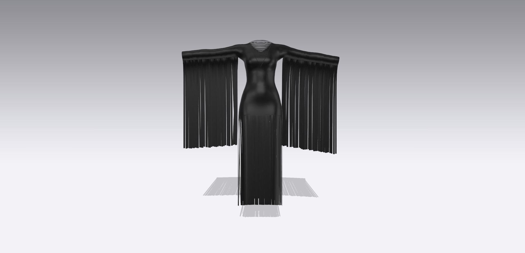 Black Fringe Dress 3D model | CGTrader