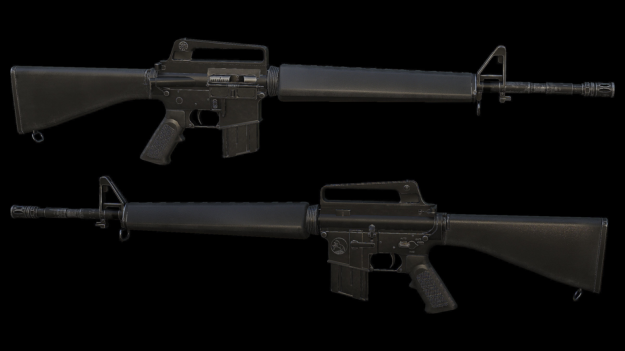 M16A1 and XM177 Custom 3D model | CGTrader