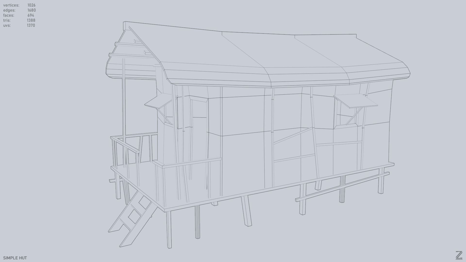 3D model Simple hut VR / AR / low-poly | CGTrader