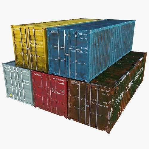 3D model Cargo container pack 01 VR / AR / low-poly | CGTrader