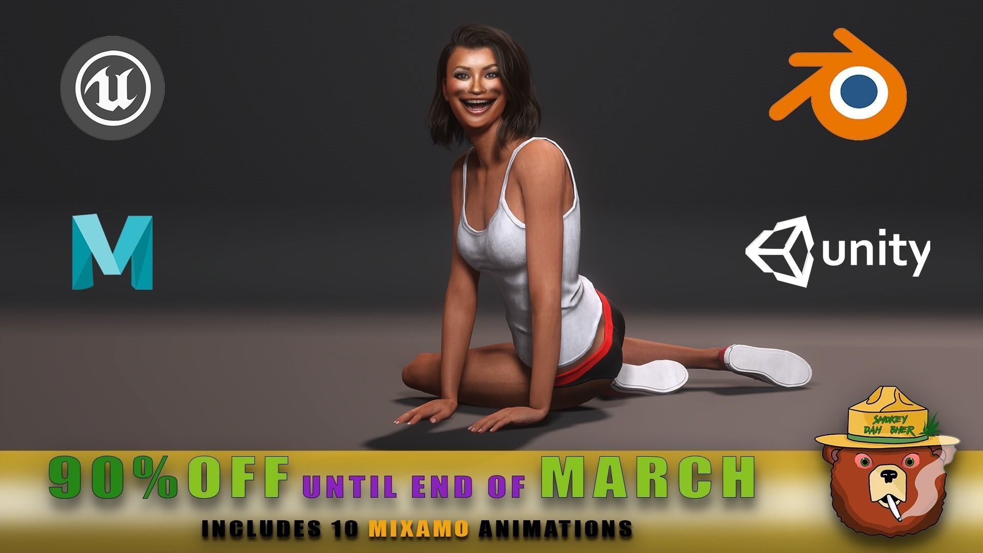 3D model Dark Skinned Female-Caroline-Rigged-Animated VR / AR / low-poly | CGTrader