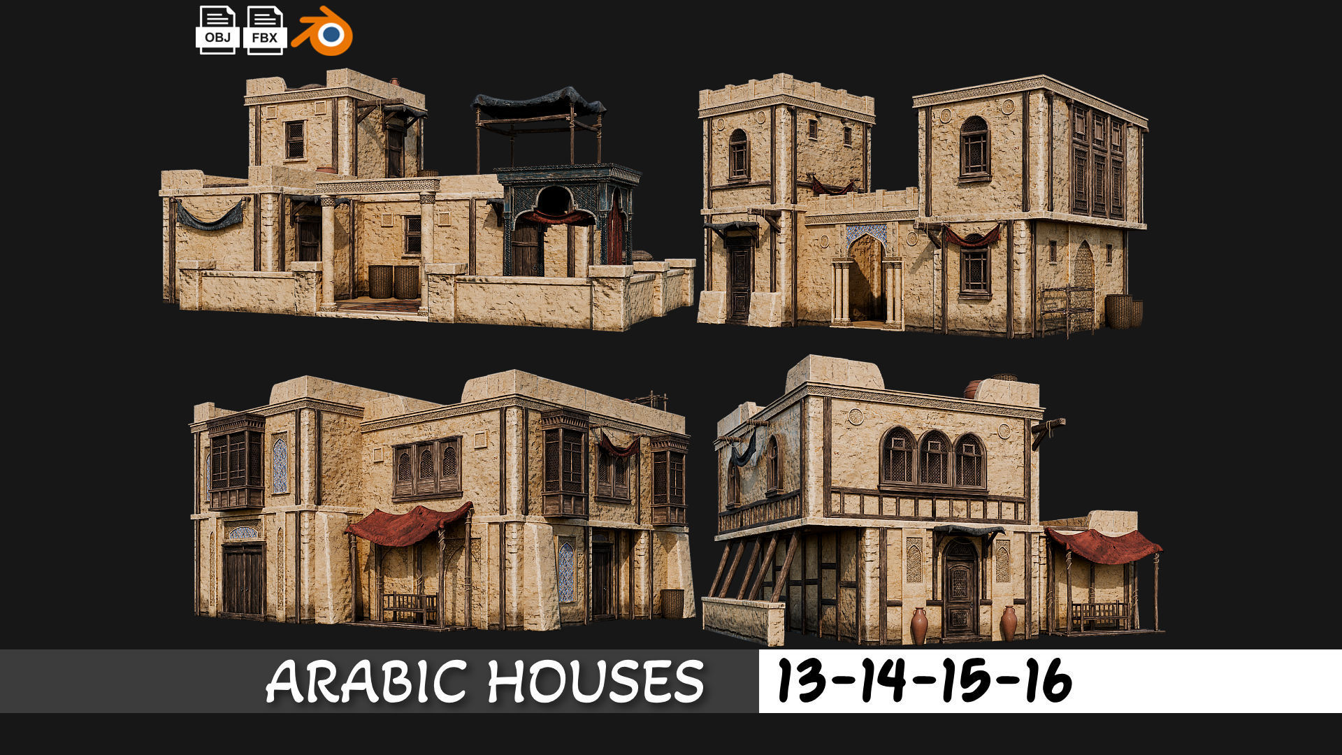 3D model 40-Arabic Houses Pack 4K PBR VR / AR / low-poly | CGTrader