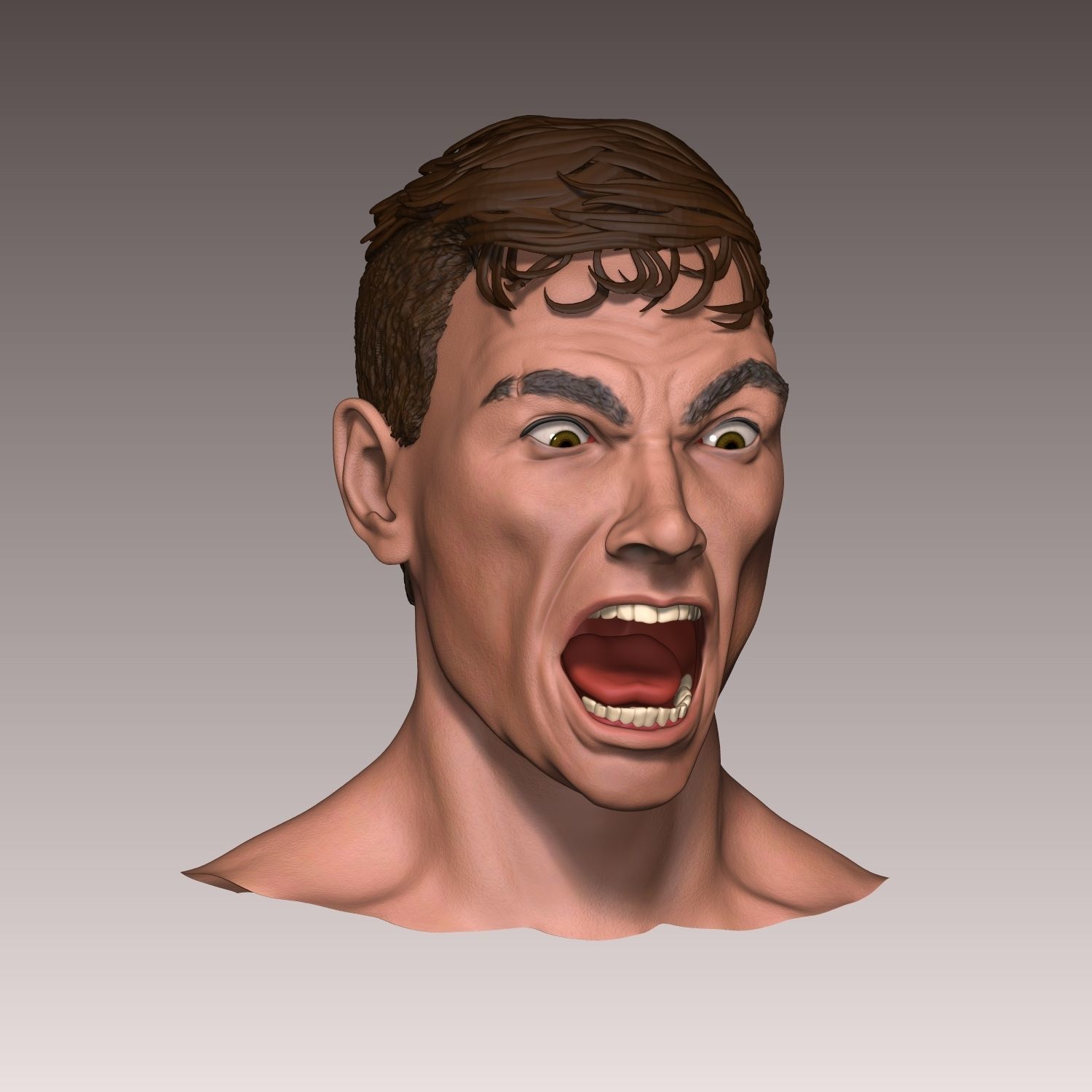 Jean Claude Van Damme Young Bloodsport Normal and Rage Head 3D model 3D ...