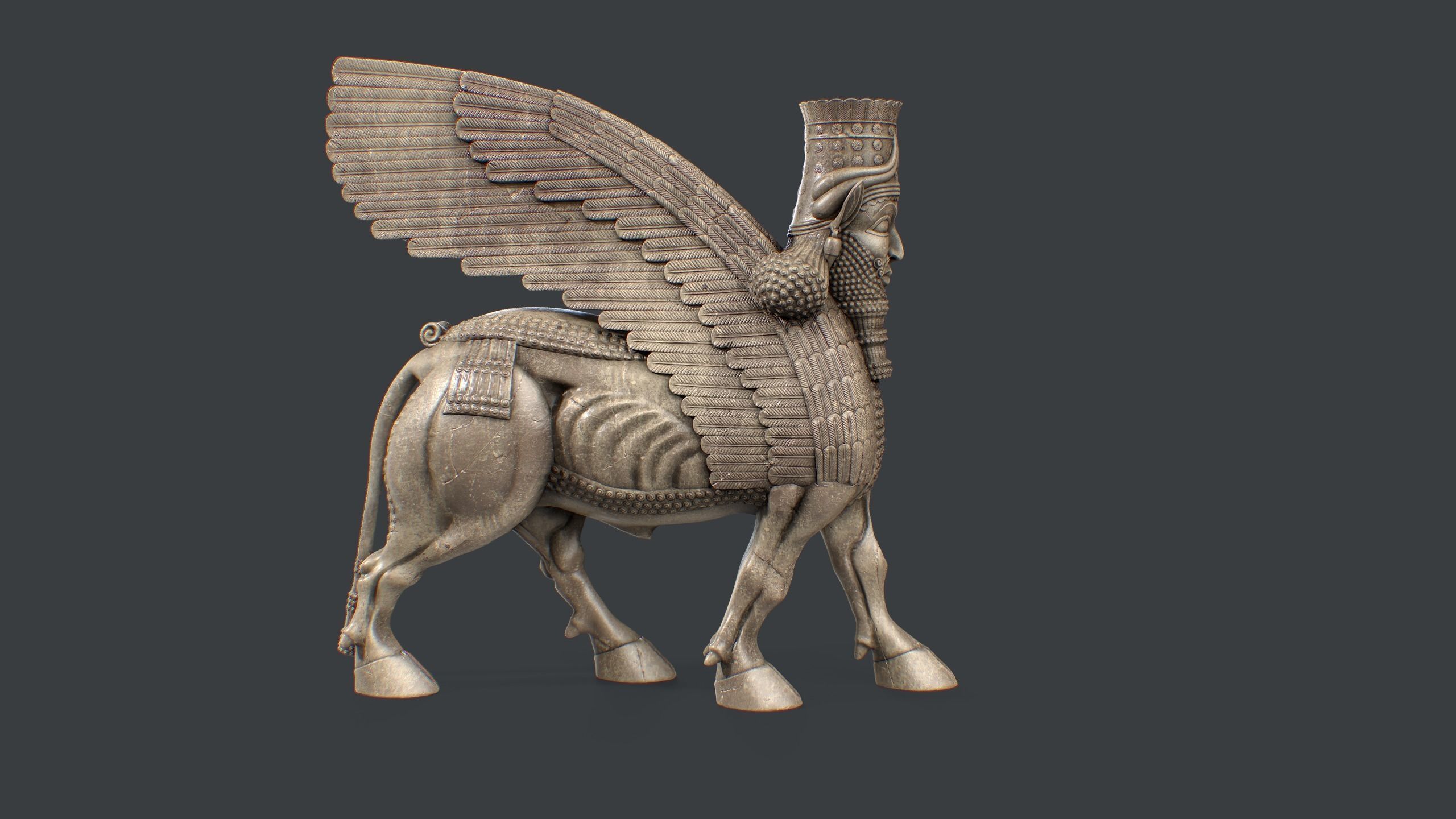 3D model Historical Assyrian Lamassu sculpture VR / AR / low-poly | CGTrader